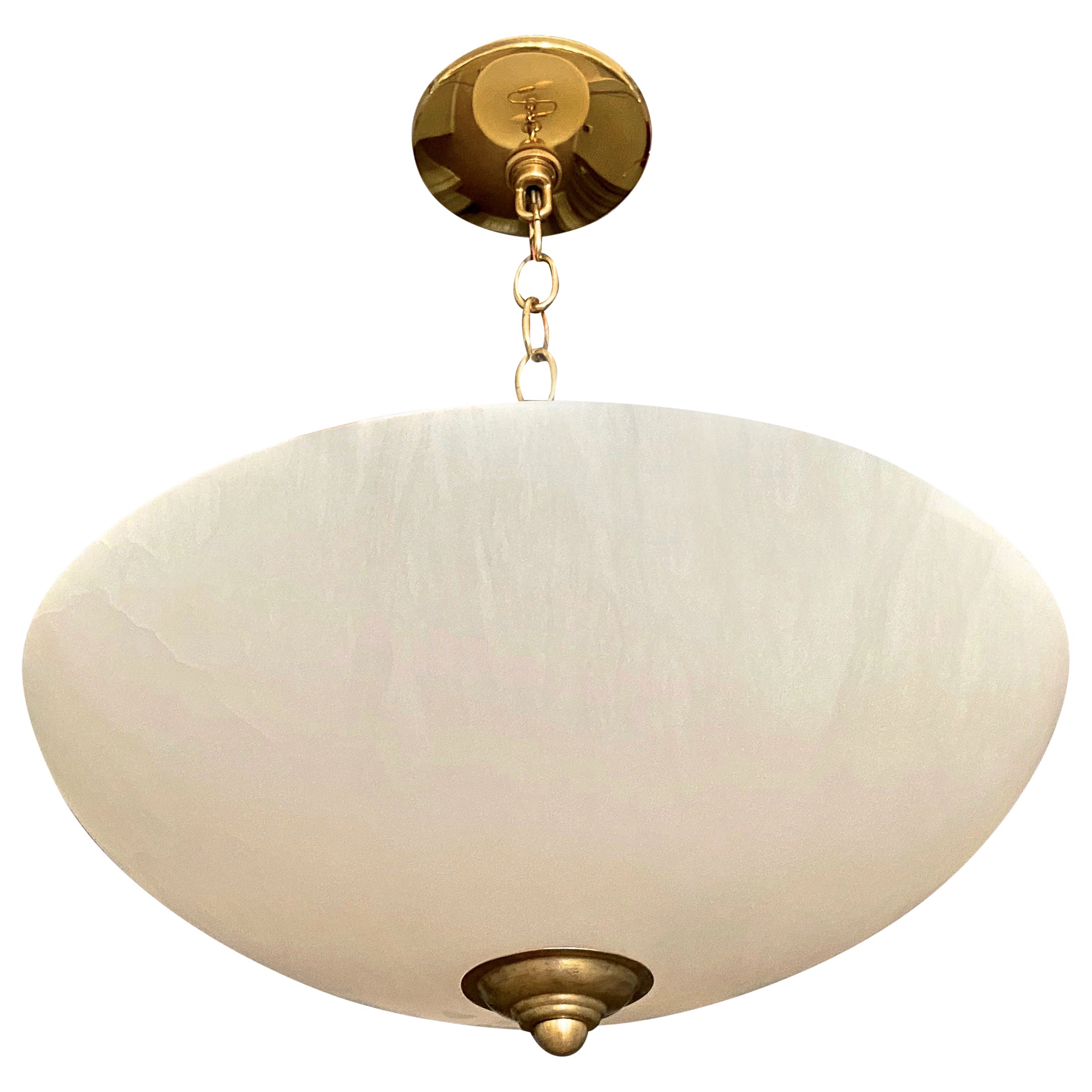 Giltwood Alabaster Pendant Ceiling Light For Sale at 1stDibs