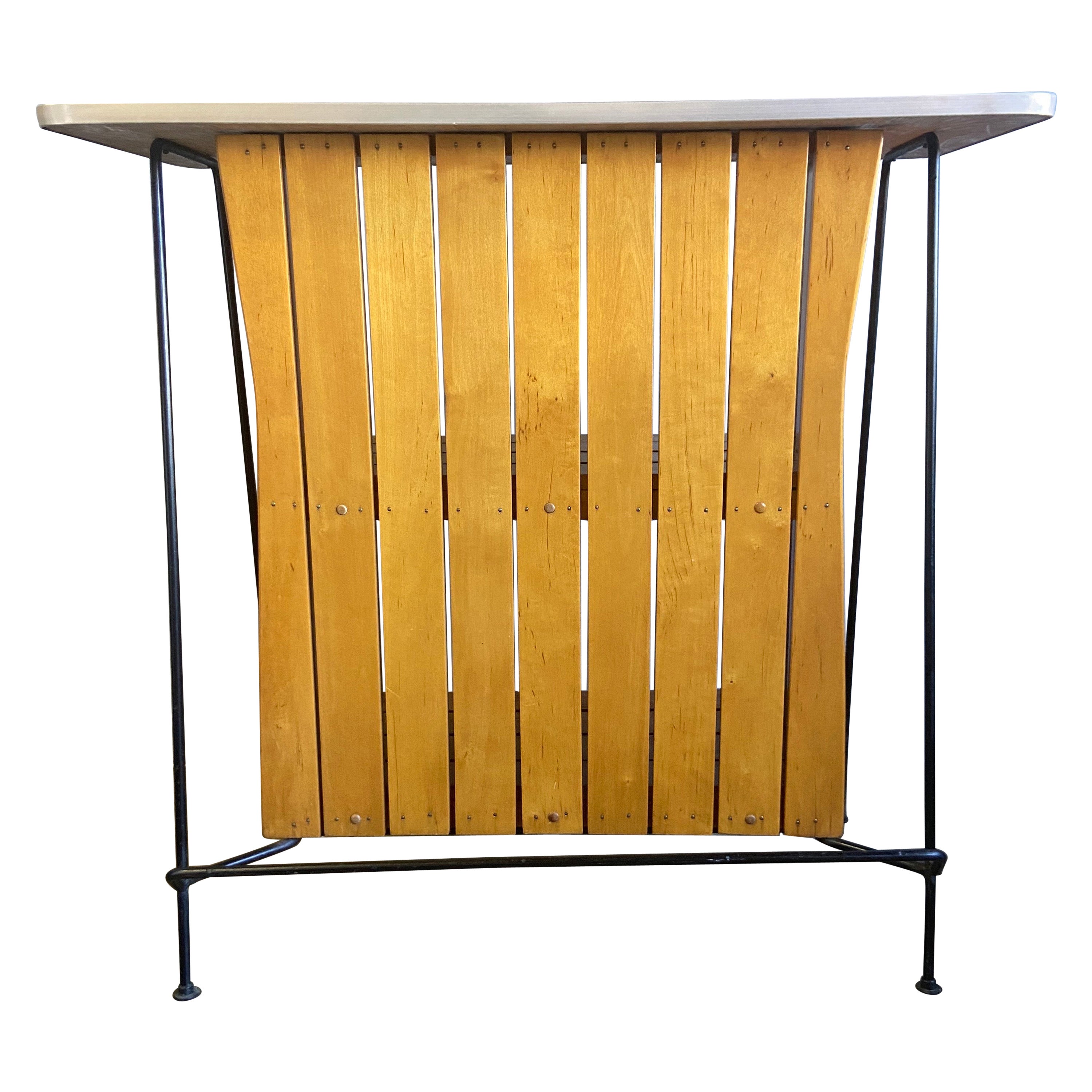 Stylish Mid-Century Modern Style Wood and Metal Wine Rack at 1stDibs