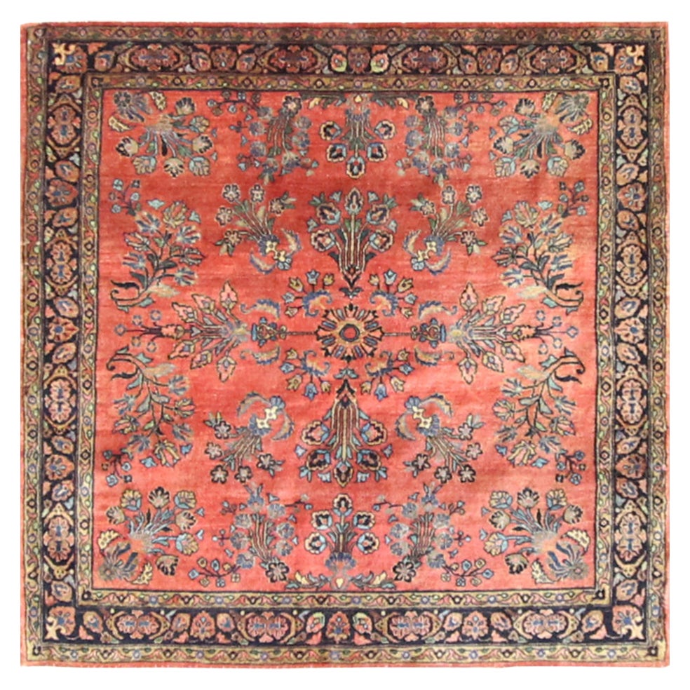 Antique Persian Mahajiran Sarouk Rug, Rust Colored Field, Wool, Scatter ...