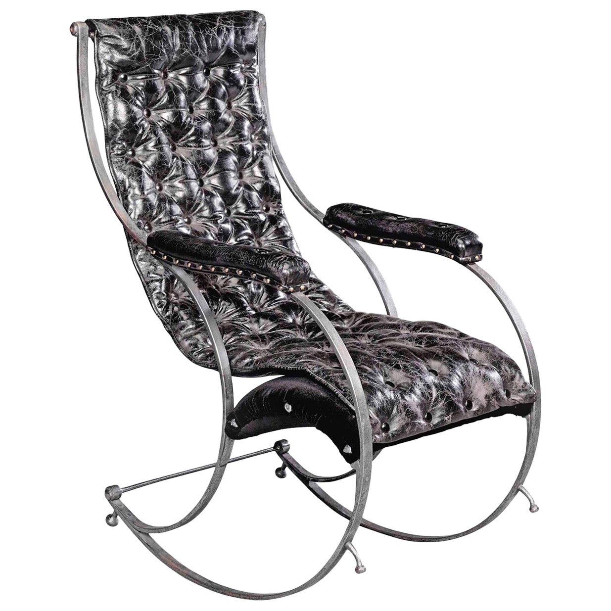 Studio Oak and Stainless Steel Rocking Chair by Leon Mayer For Sale at ...