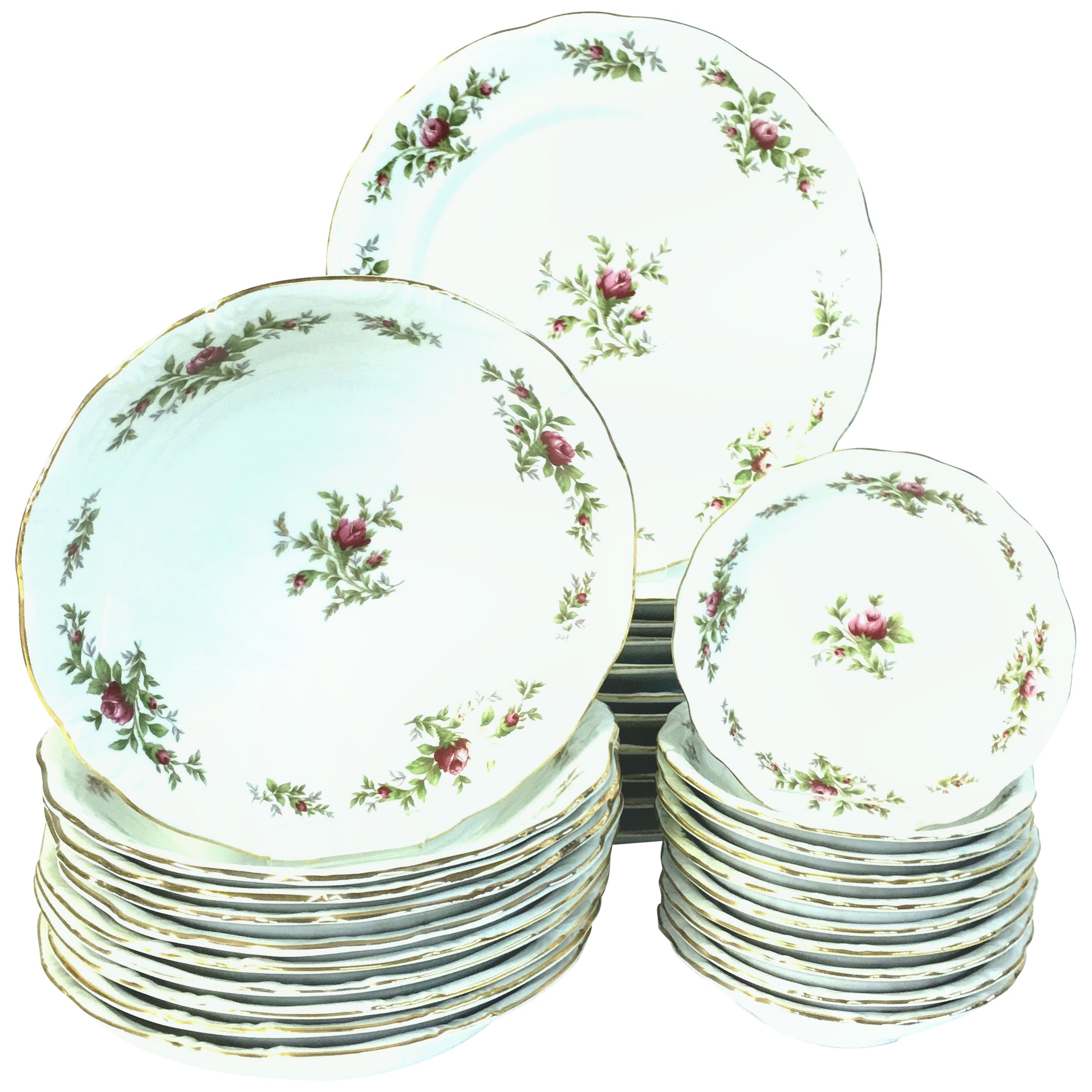 20th Century German Porcelain and Platinum Dinnerware Set of 21 by ...