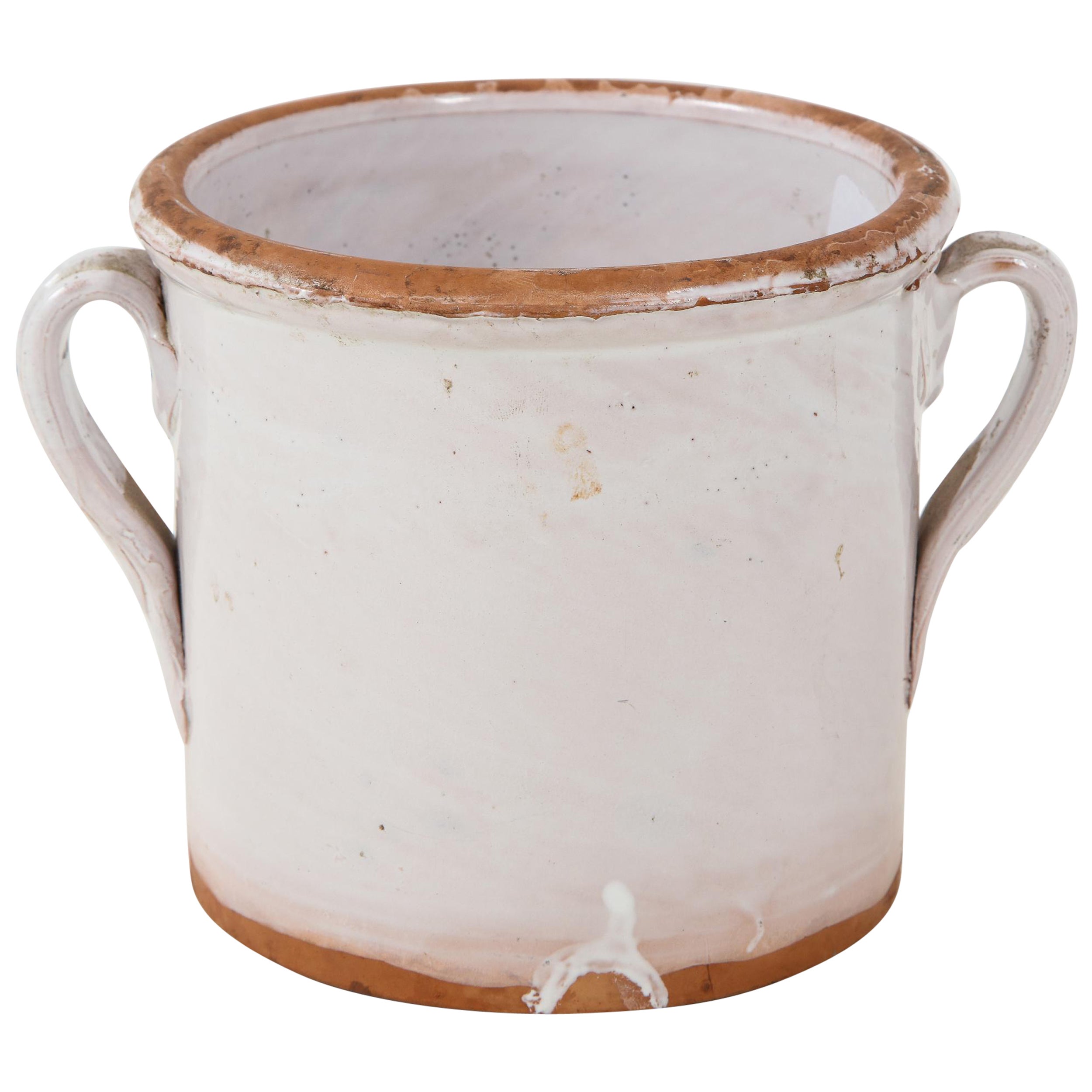 Vintage Terracotta Medium Pot with Handles For Sale at 1stDibs