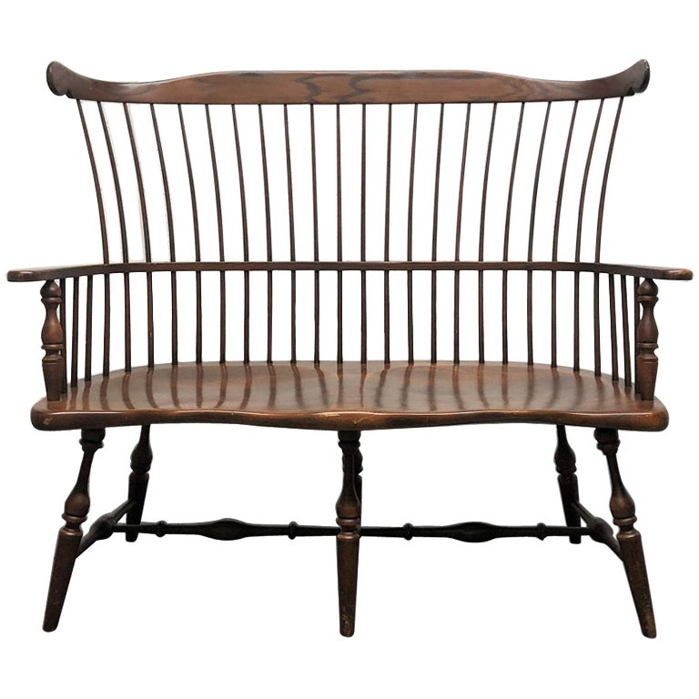 Spindle Back Painted Canadian Bench at 1stDibs