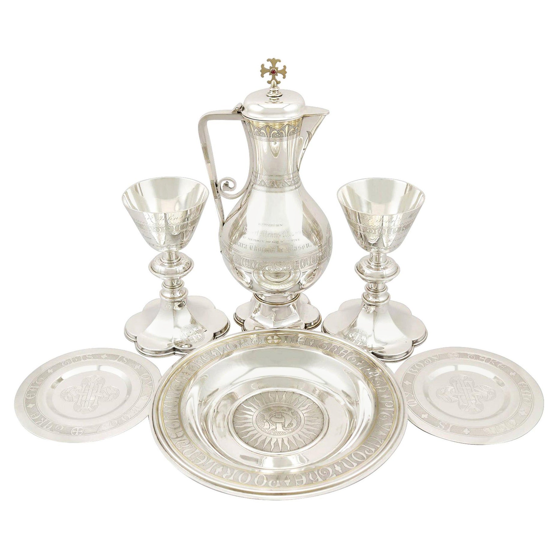 1830s Victorian Sterling Silver and Glass Communion Set at 1stDibs