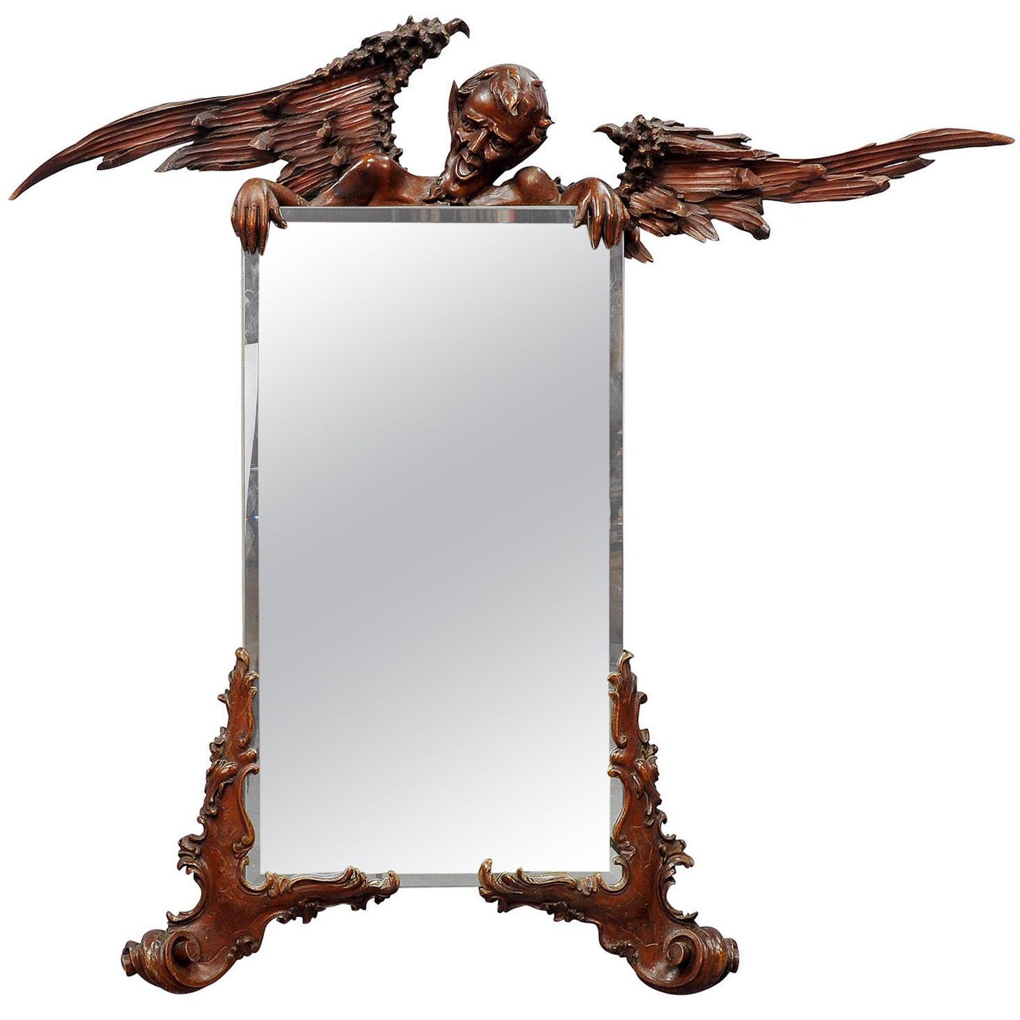 Old Wooden Carved Mystical Dragon Mirror at 1stDibs