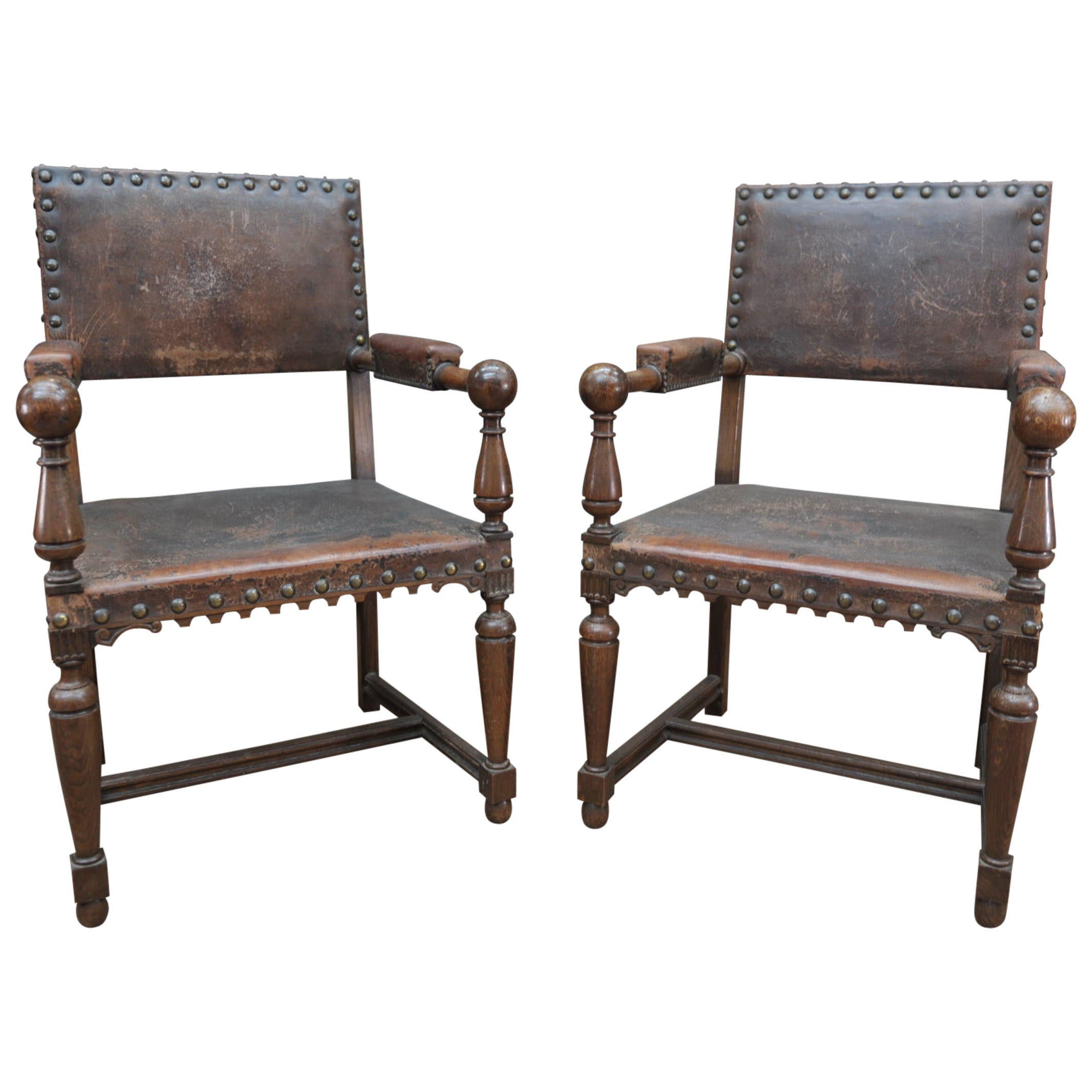 Pair of Narrow Wingback Chairs, circa 1900 at 1stDibs