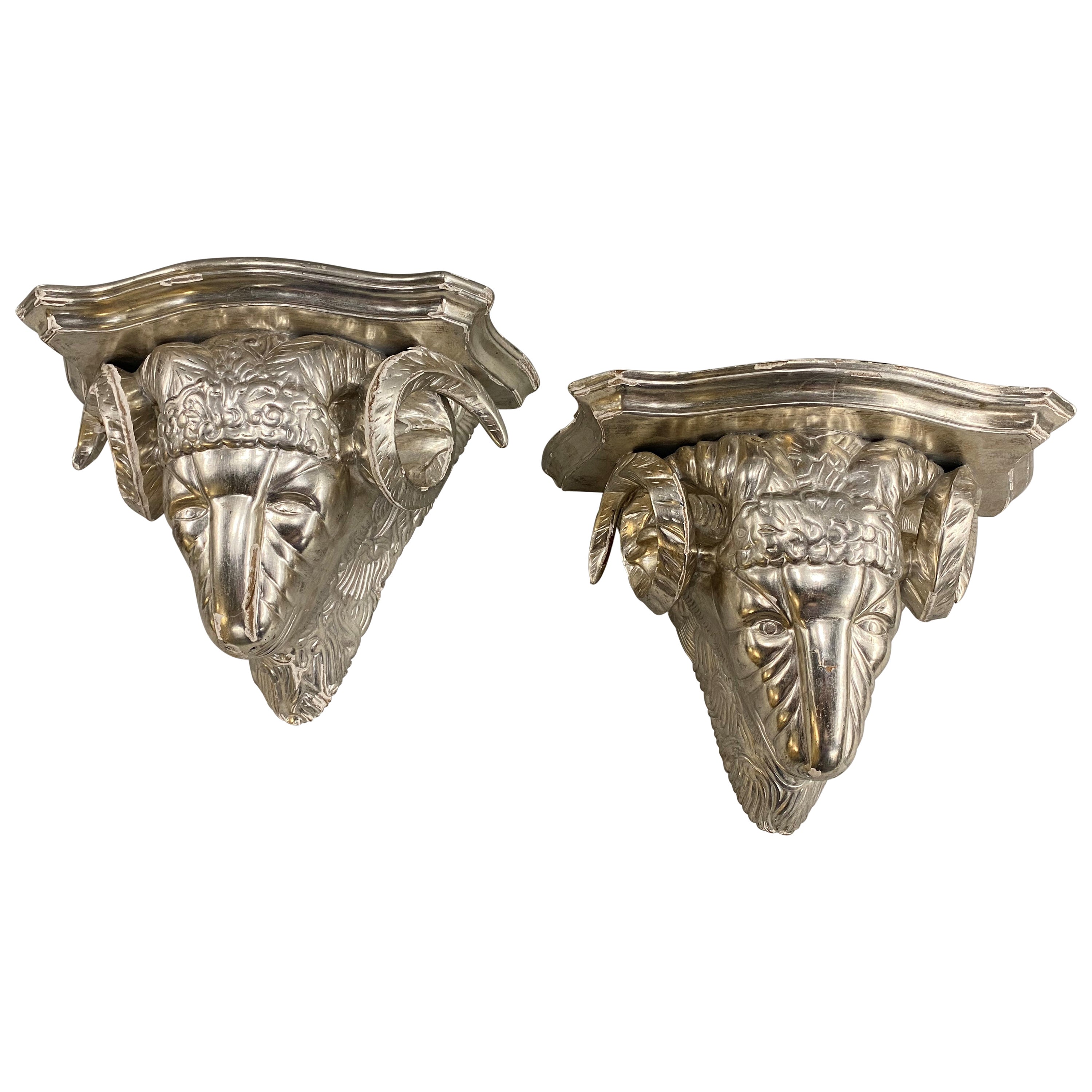 Pair of Silver and Gold Leaf Neoclassical Style Wall Brackets at 1stDibs