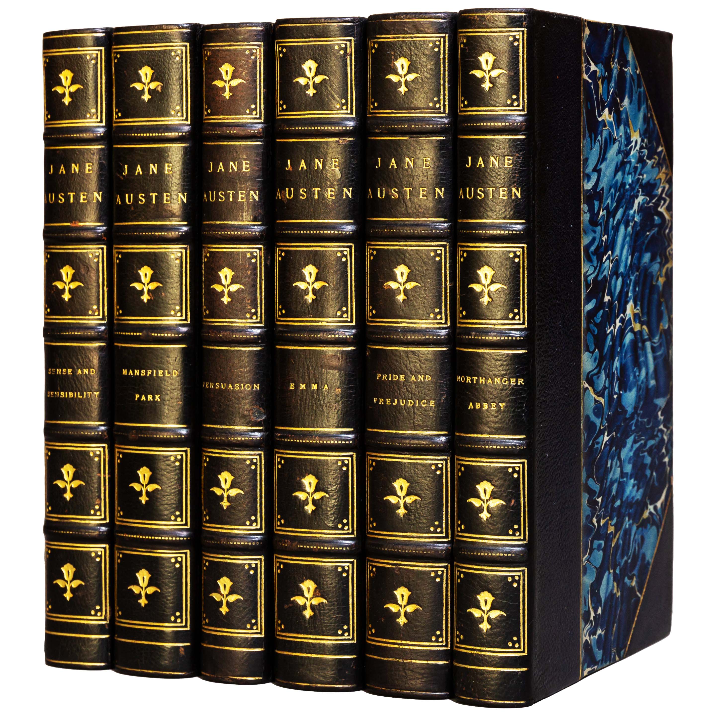 Jane Austen 6-Volume Set of Classic Novels in Period Leather Bindings ...