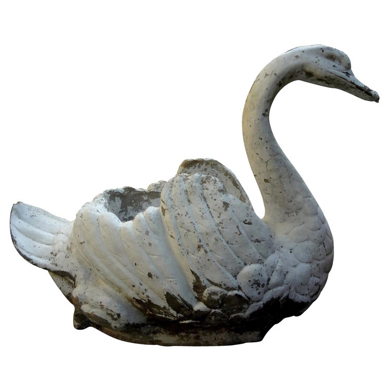 Monumental Concrete Garden Swan Planter at 1stDibs