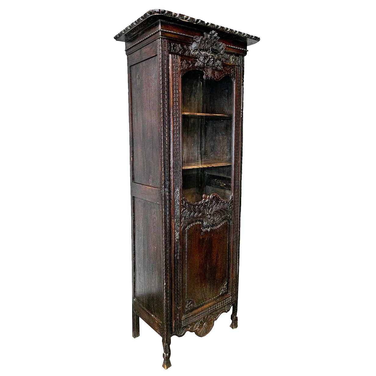 1930s French Oak Vintage Slant Table Top Display Case For Sale at 1stDibs