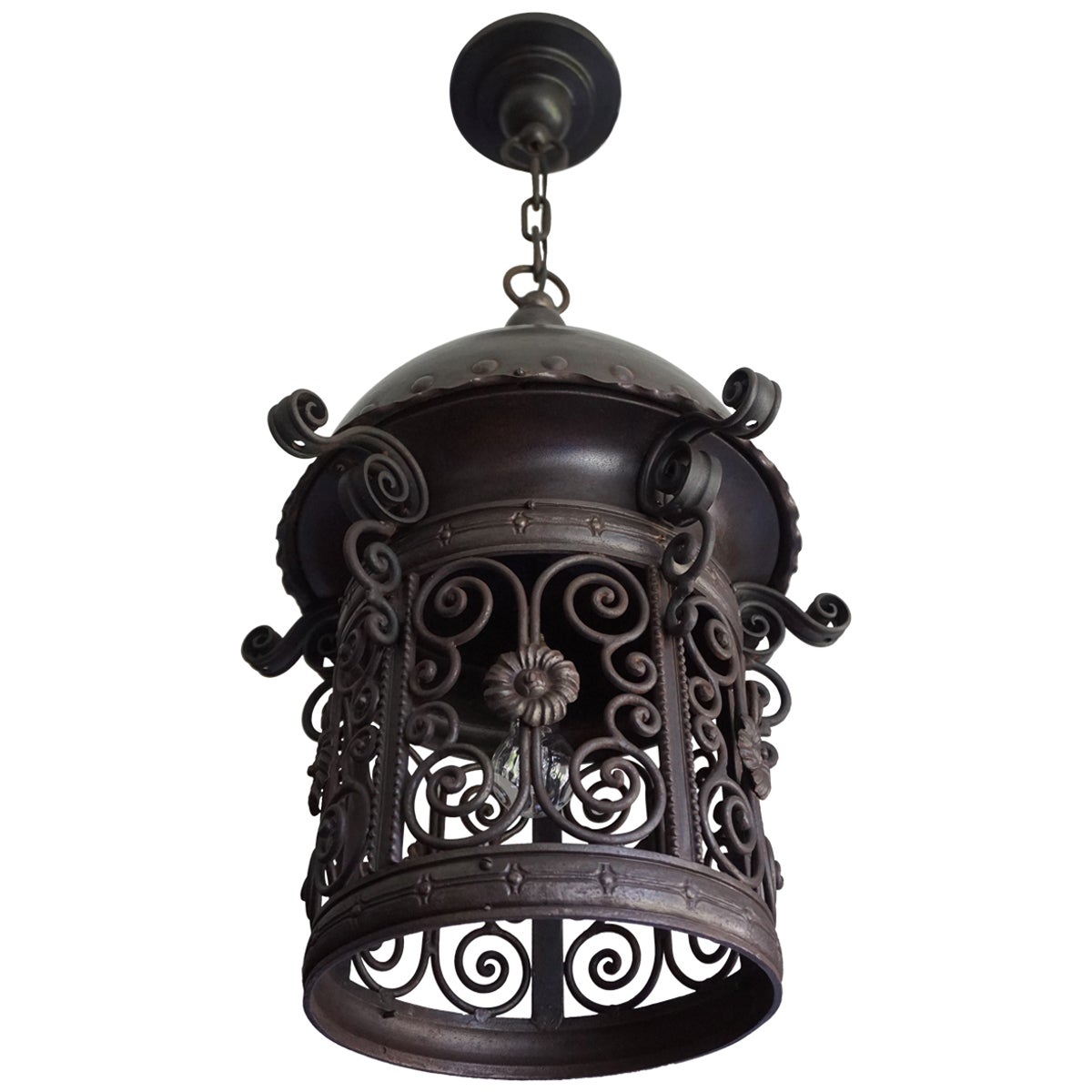 Spanish Cast Iron Light Fixture For Sale at 1stDibs