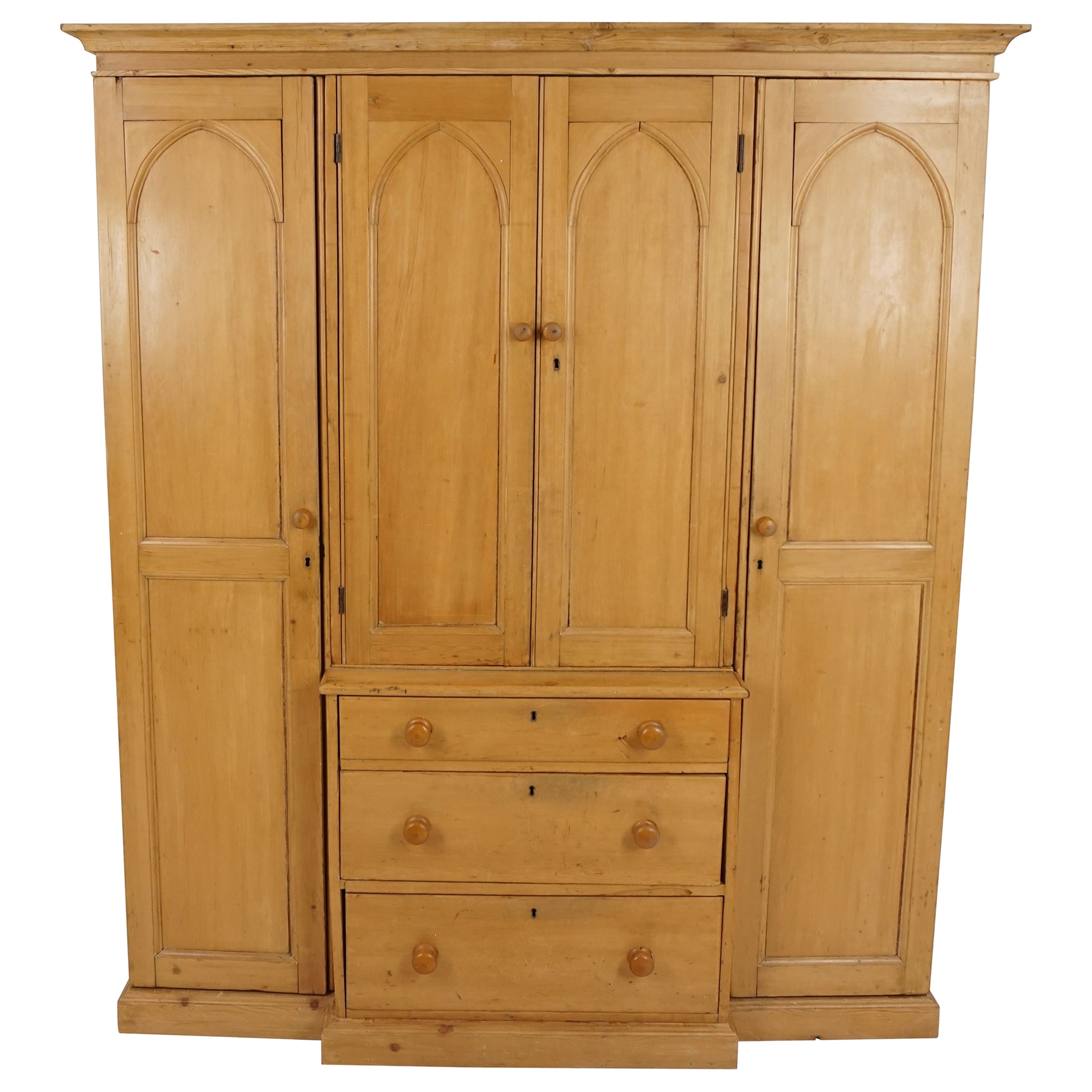 Antique French Wardrobe, Pine Compactum Cupboard, circa 1900 For Sale ...