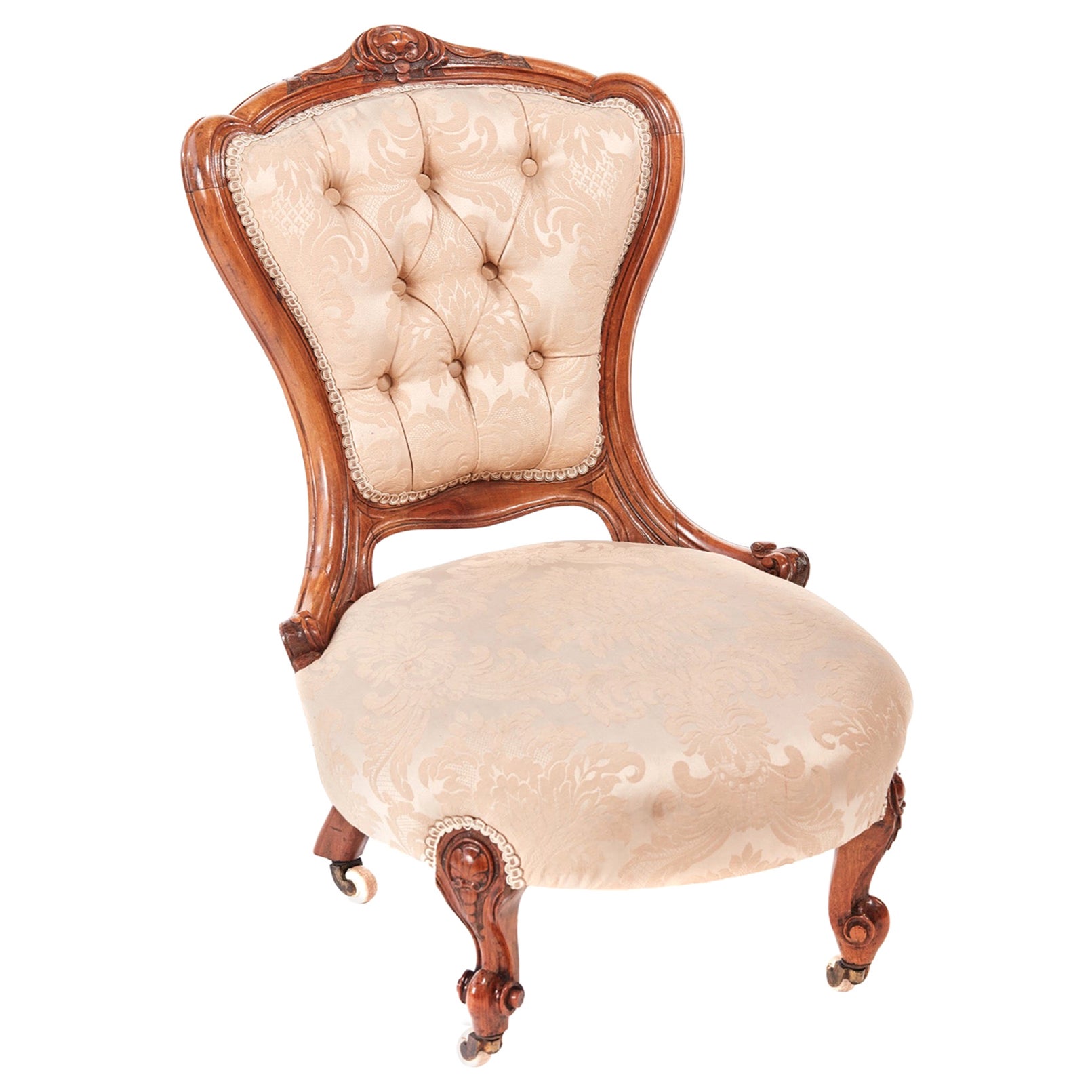 English Prayer Chair of Carved Walnut at 1stDibs
