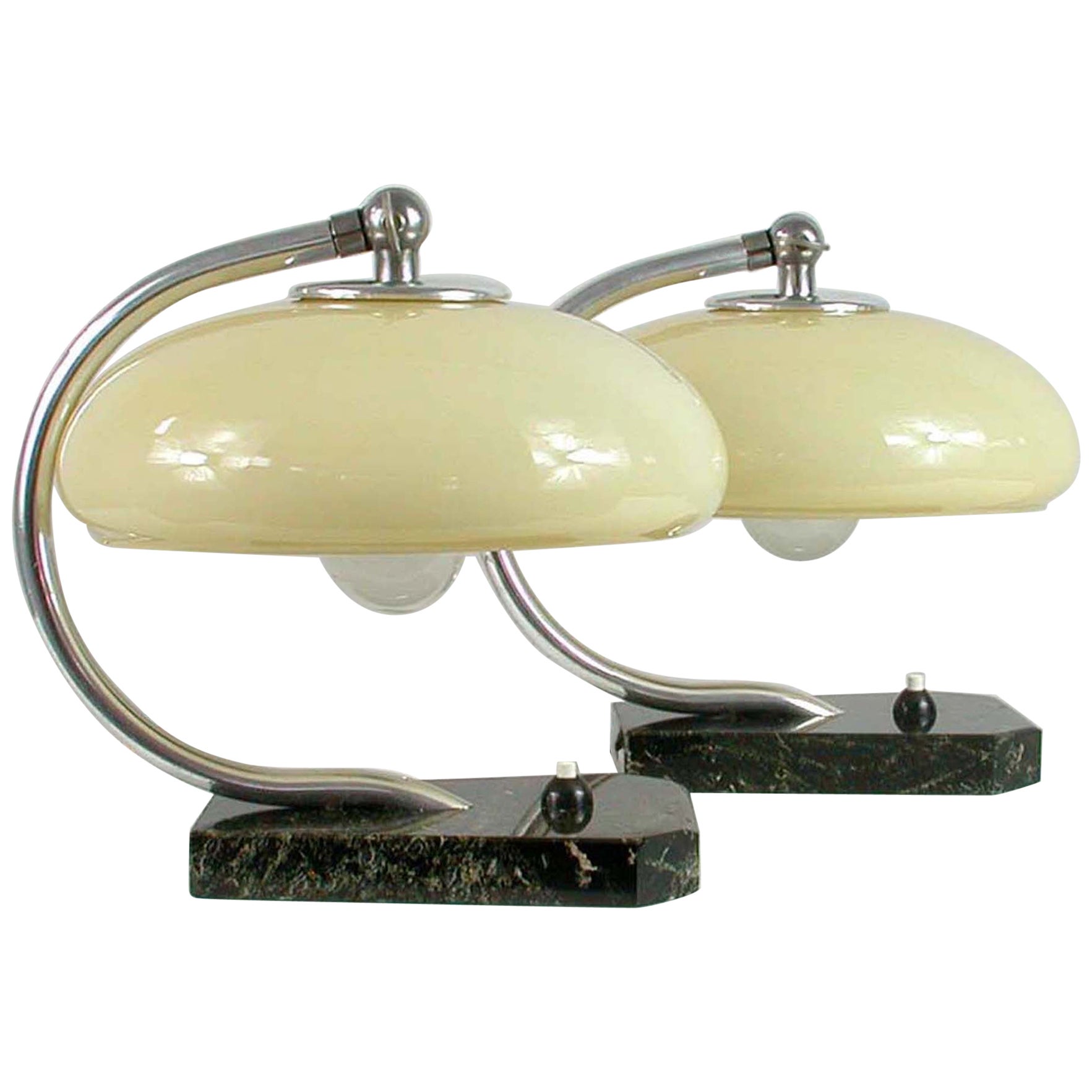 German Bauhaus Art Deco Brass and Enameled Opaline Table Lamp, 1930s at ...