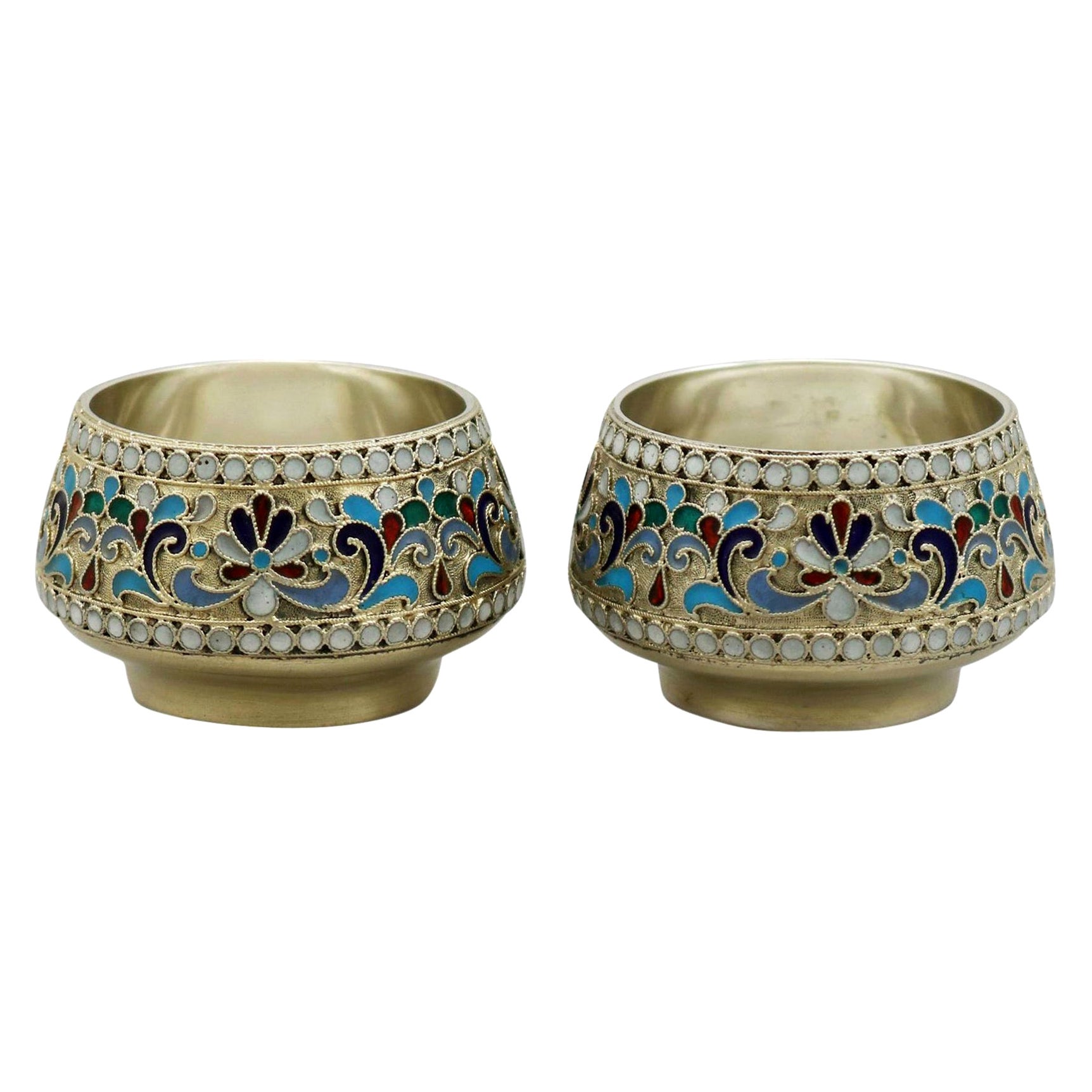 1920s Russian Silver and Polychrome Cloisonné Enamel Salts For Sale at ...