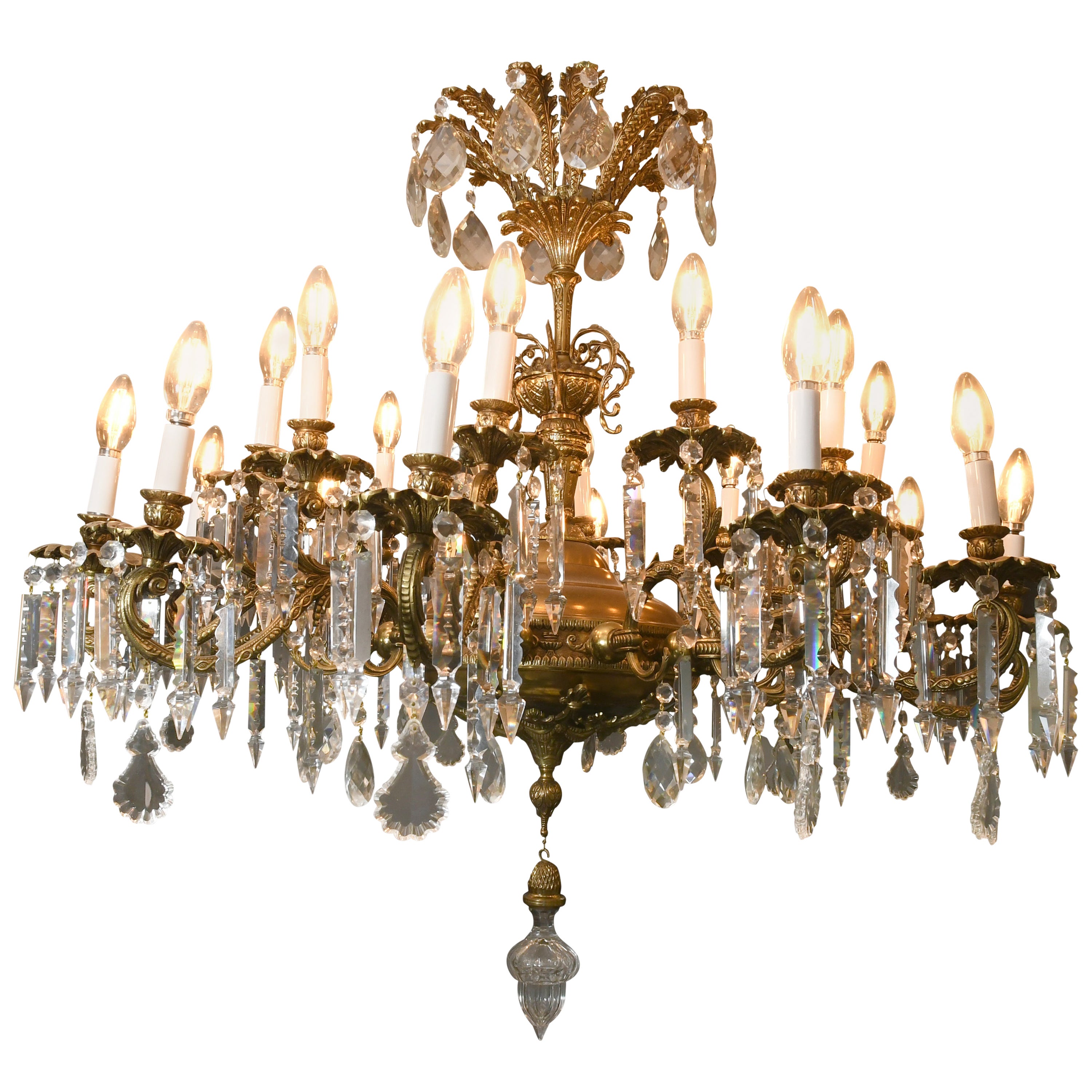 Chandelier Large New Rococo 19th Century Green Sweden For Sale at 1stDibs