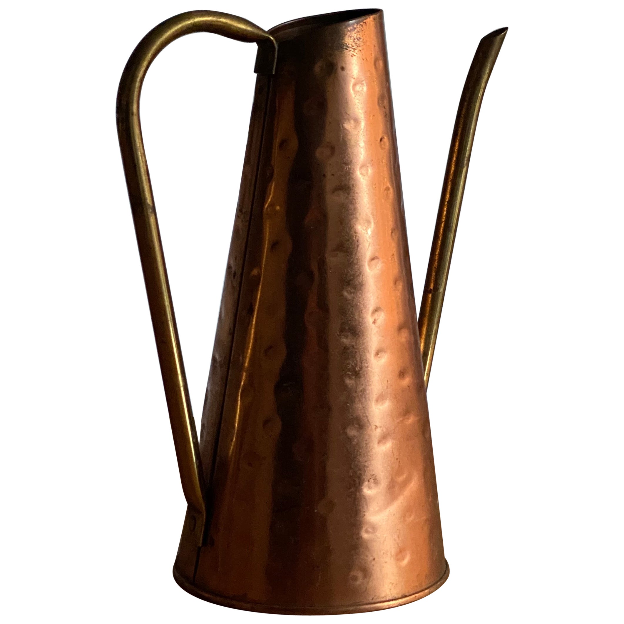Vintage Mid-Century Modern Brass Copper Watering Can with Long Spout ...