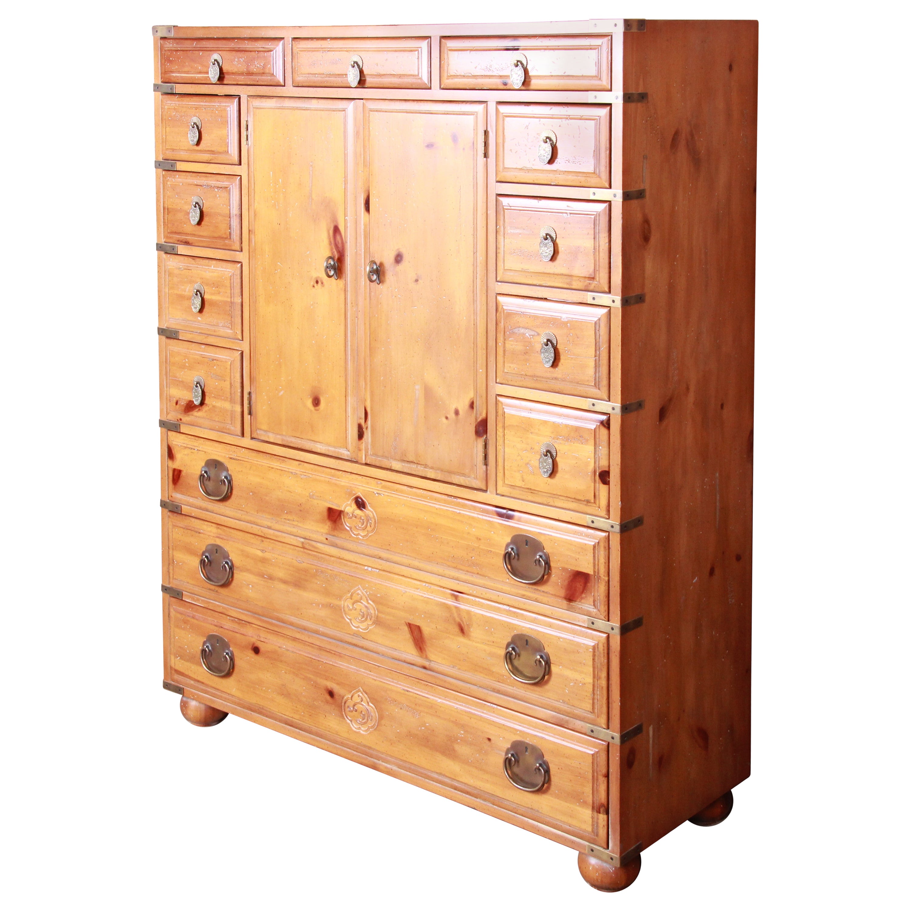 Asian Inspired Campaign Long Chest of Drawers by Henredon at 1stDibs