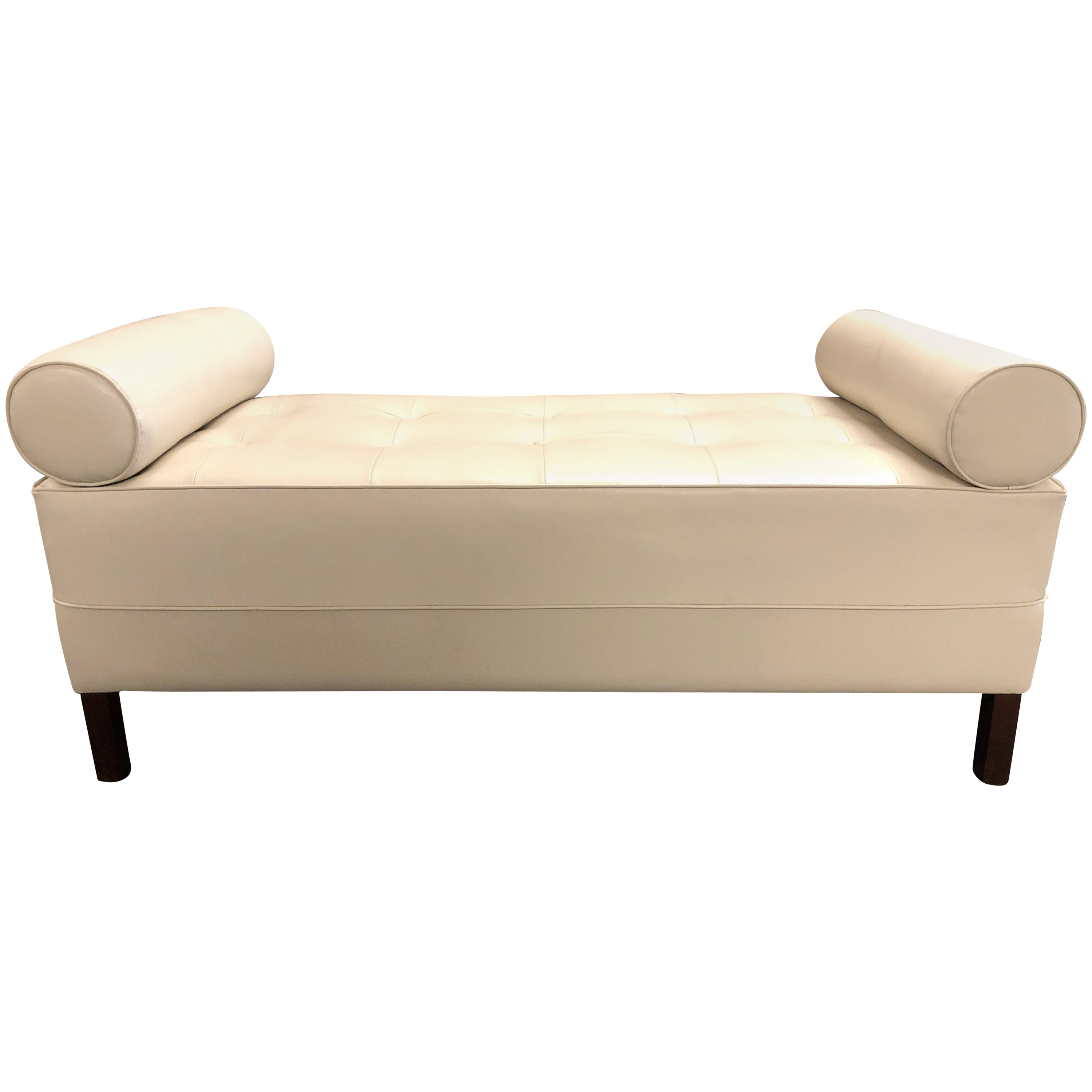 Mid-Century Modern Sculpted Walnut Floating Tufted Bench at 1stDibs