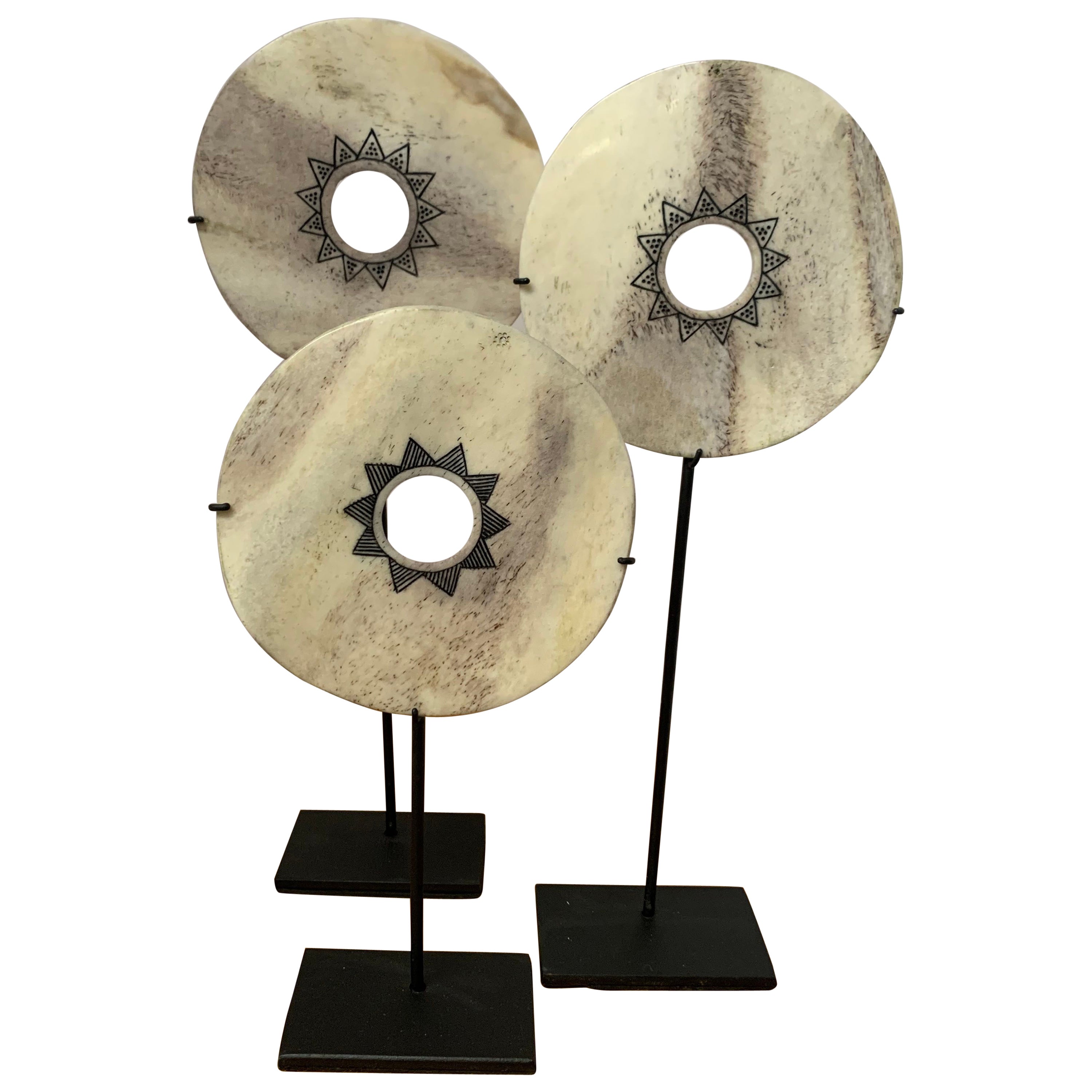 Smooth White Stone Disc, Indonesia, Contemporary For Sale at 1stDibs