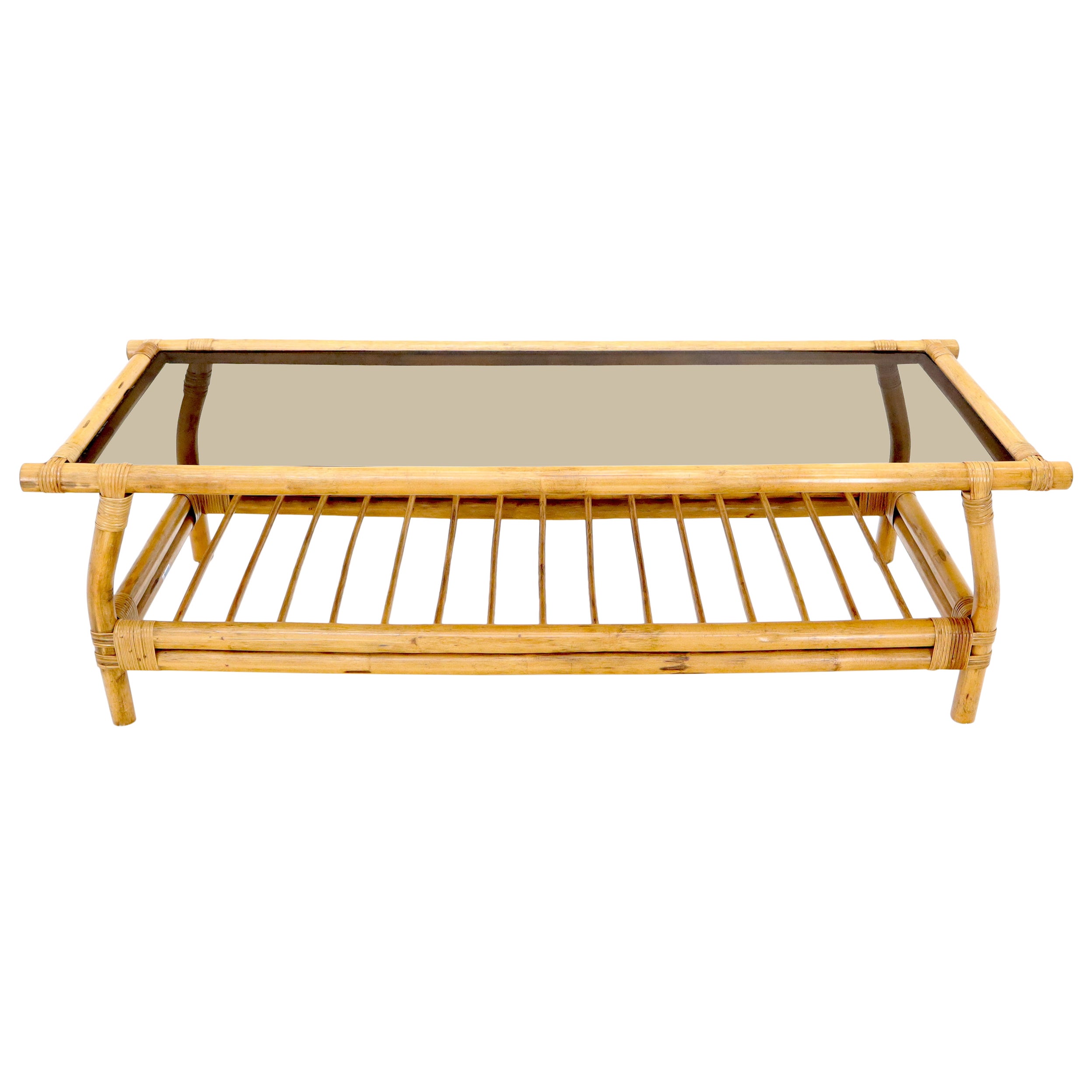 Bespoke Bamboo Low Table with Shelf For Sale at 1stDibs