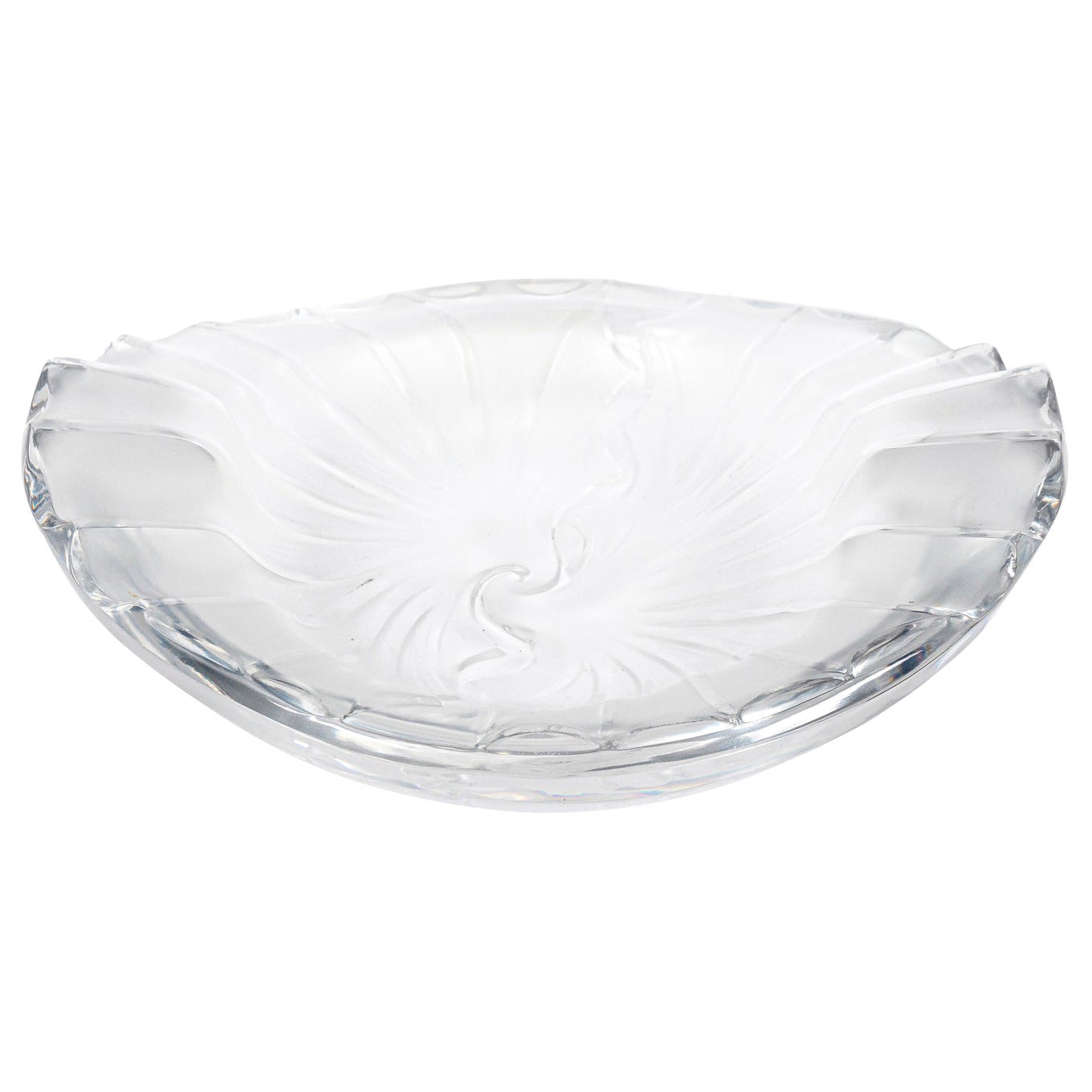 Lalique French Crystal Honfleur Bowl and Dish For Sale at 1stDibs