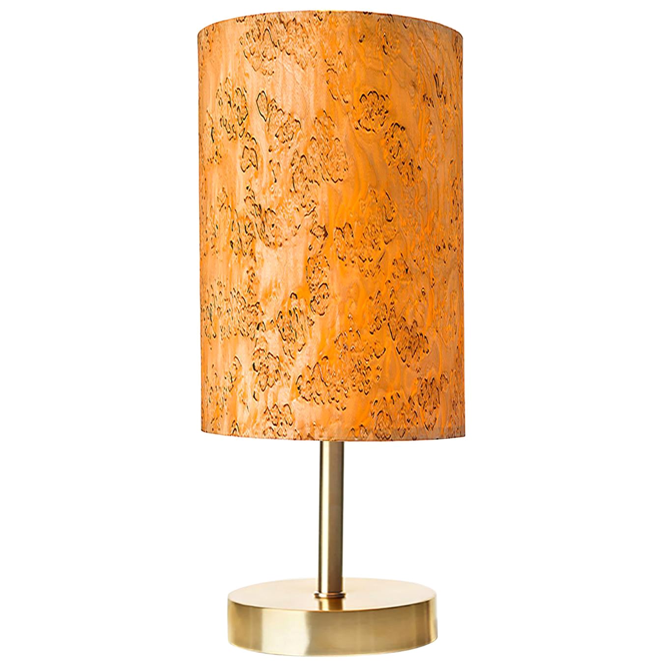 Serret Mid-Century Karelian Burl Wood Veneer Table Lamp with Brushed ...