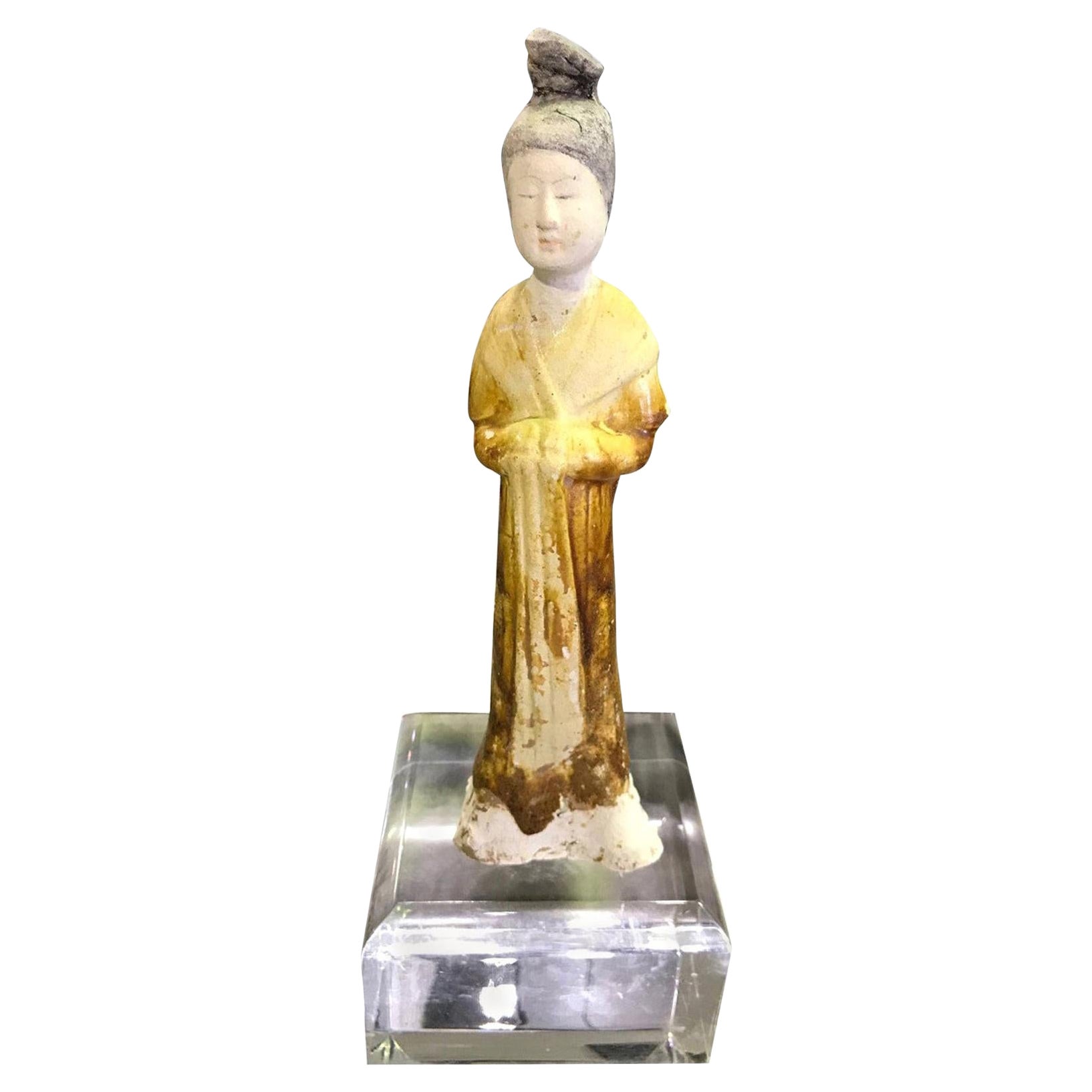 Statue of a Chinese Court Lady Wearing Brown Patterned Kimono and ...