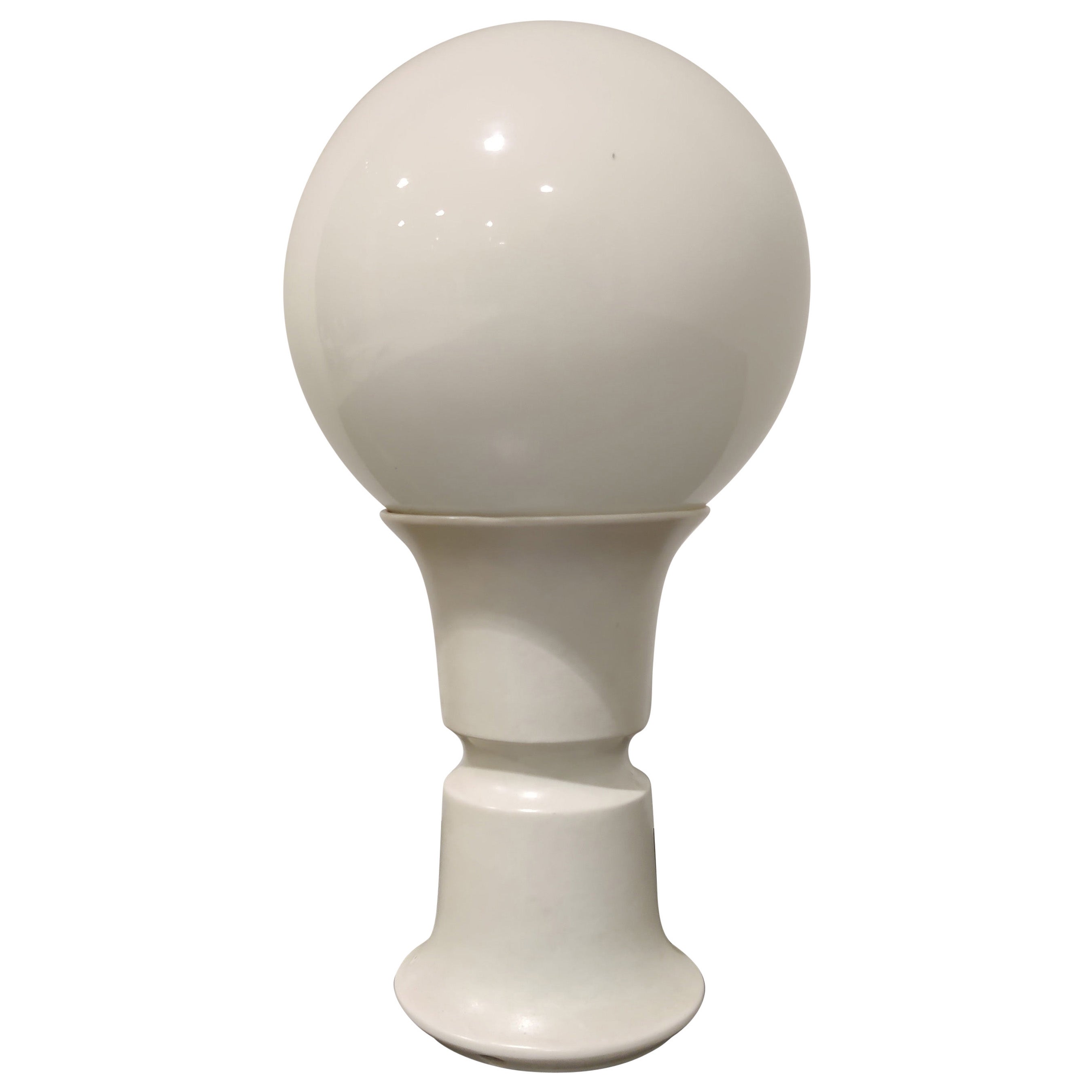 Vintage Round Glass Globe Table Lamp on Base at 1stDibs