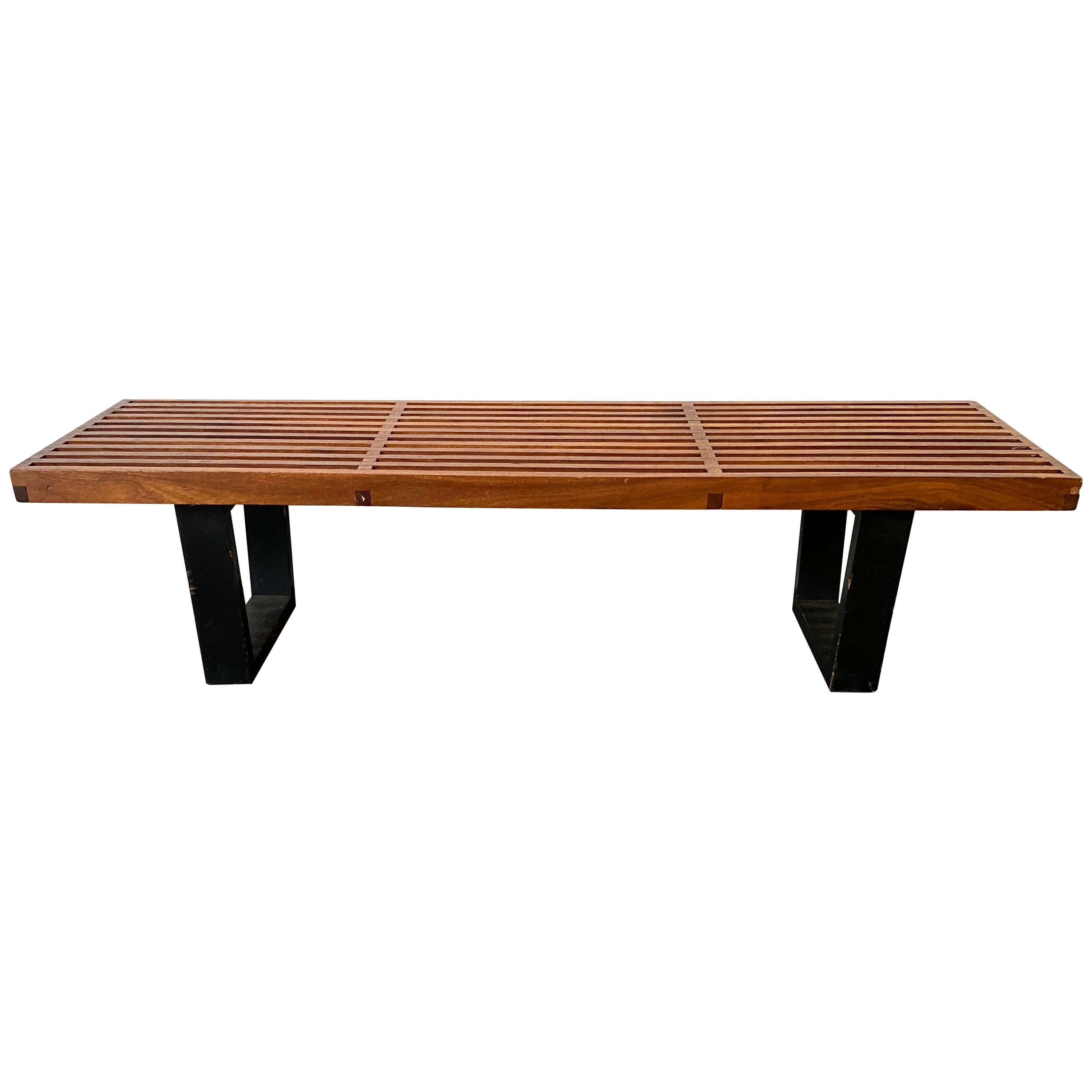 George Nelson Style Wood Slat Bench and Coffee Table at 1stDibs