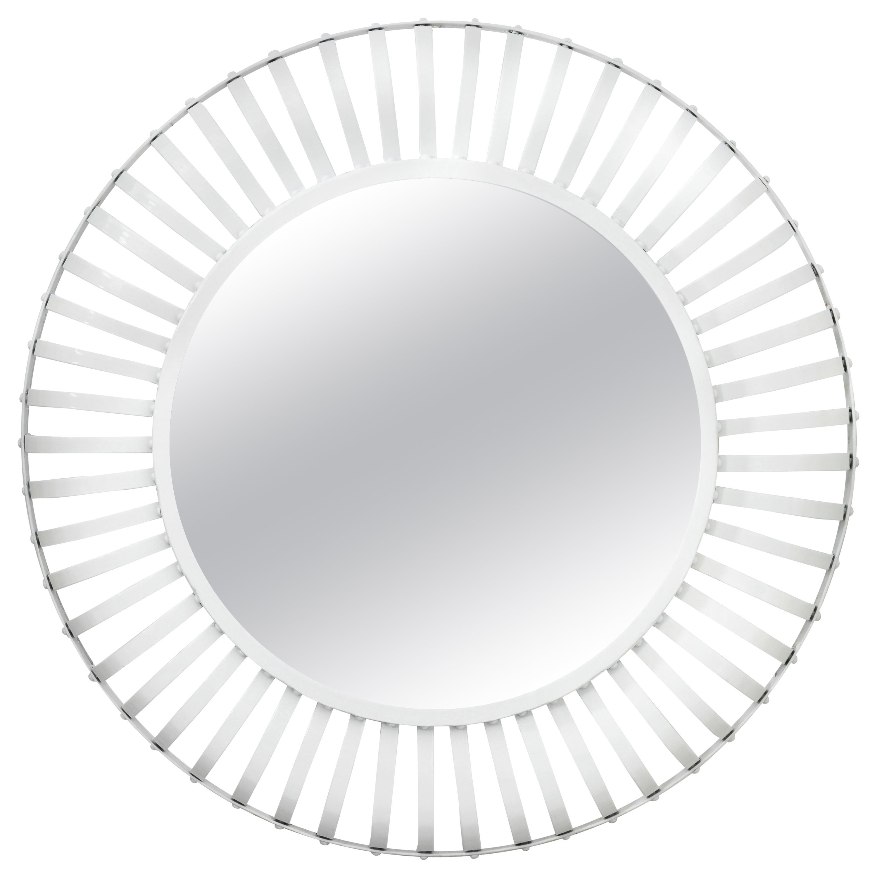 Industrial Round Metal Band Mirror at 1stDibs