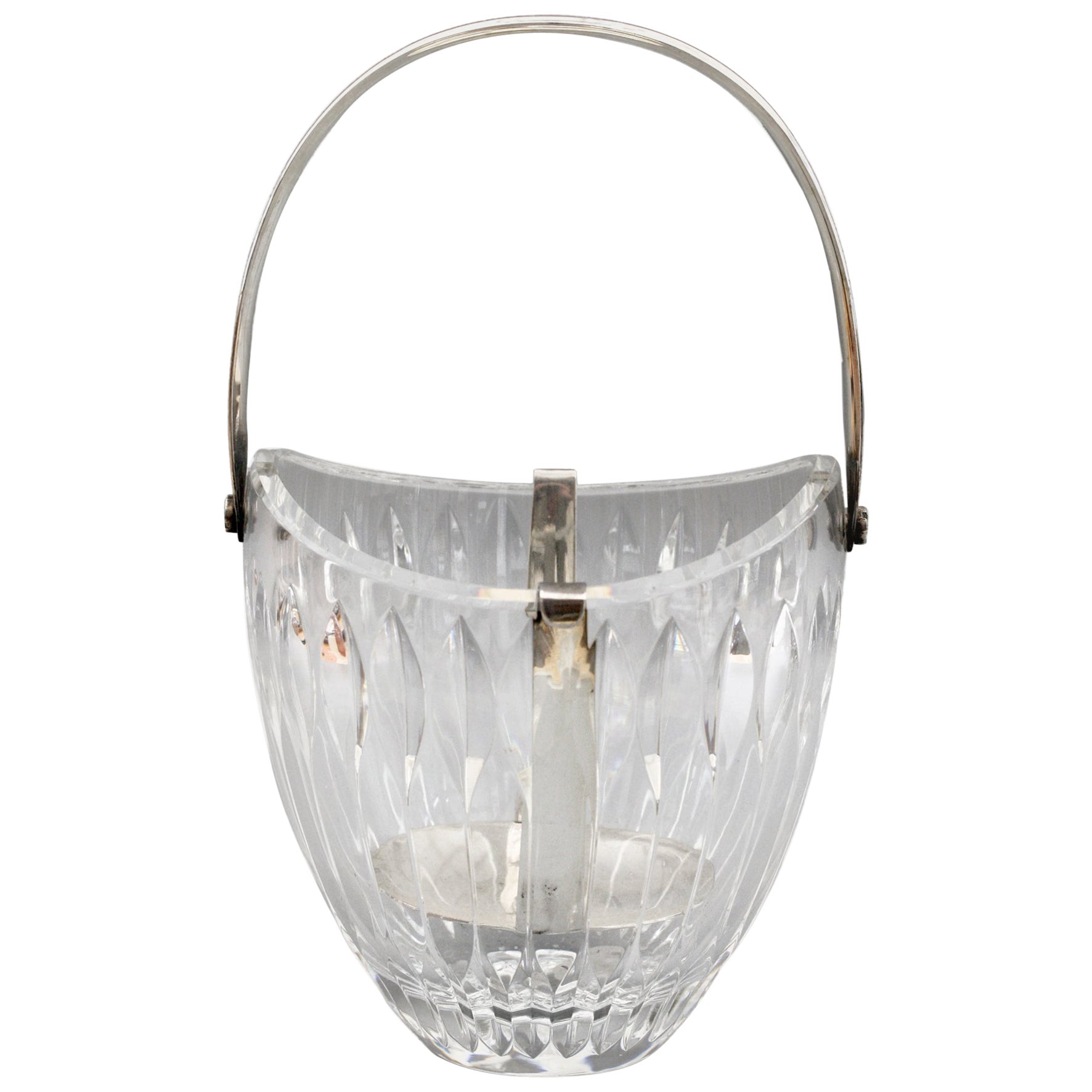 English 20th Century Cut Glass Ice Bucket with Silver Spoon and ...