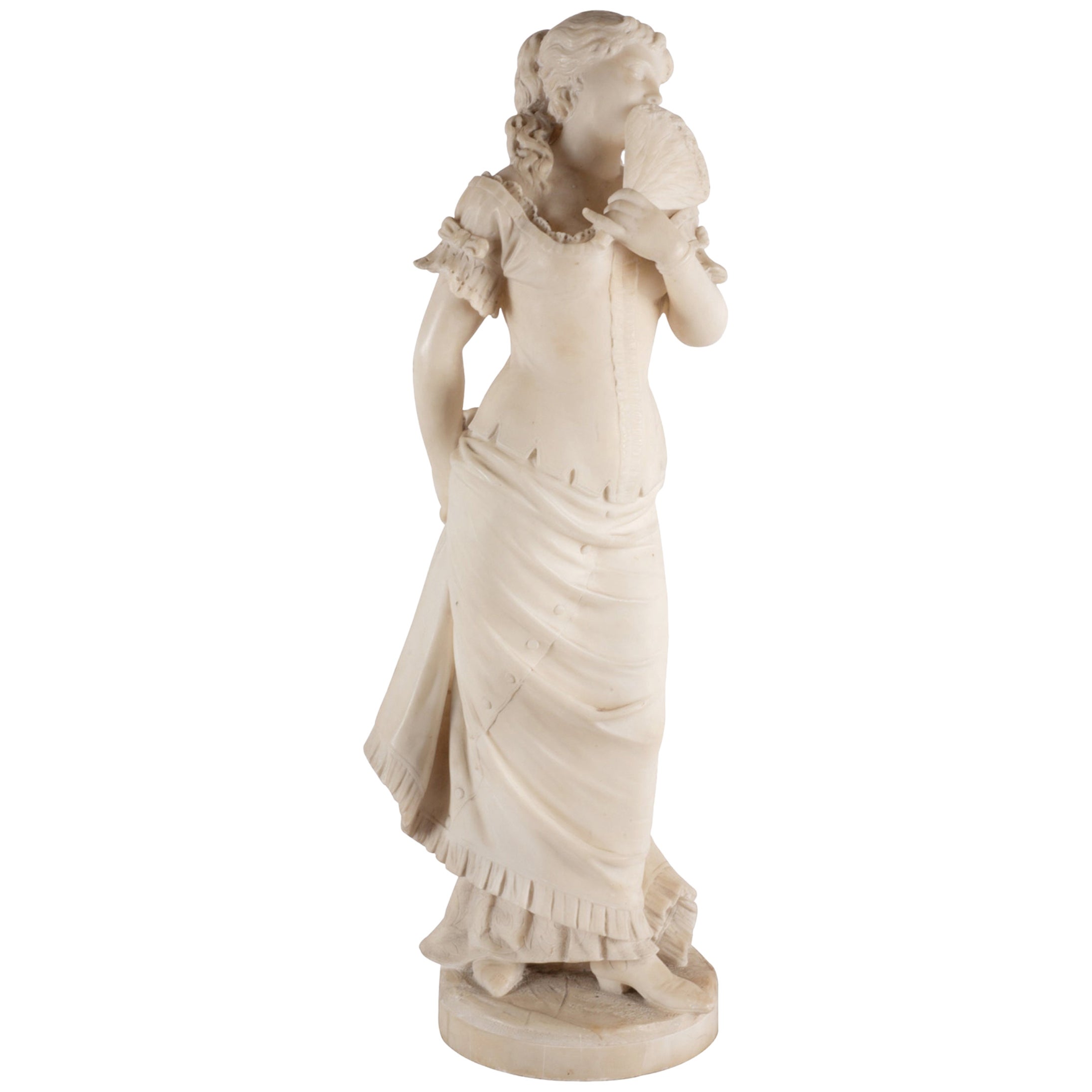 19th Century Italian Renaissance Revival Marble Statue Maiden Holding a ...