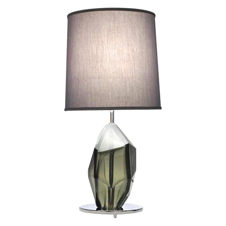 Donà Contemporary Italian Faceted Solid Rock Smoked Murano Glass Lamp ...