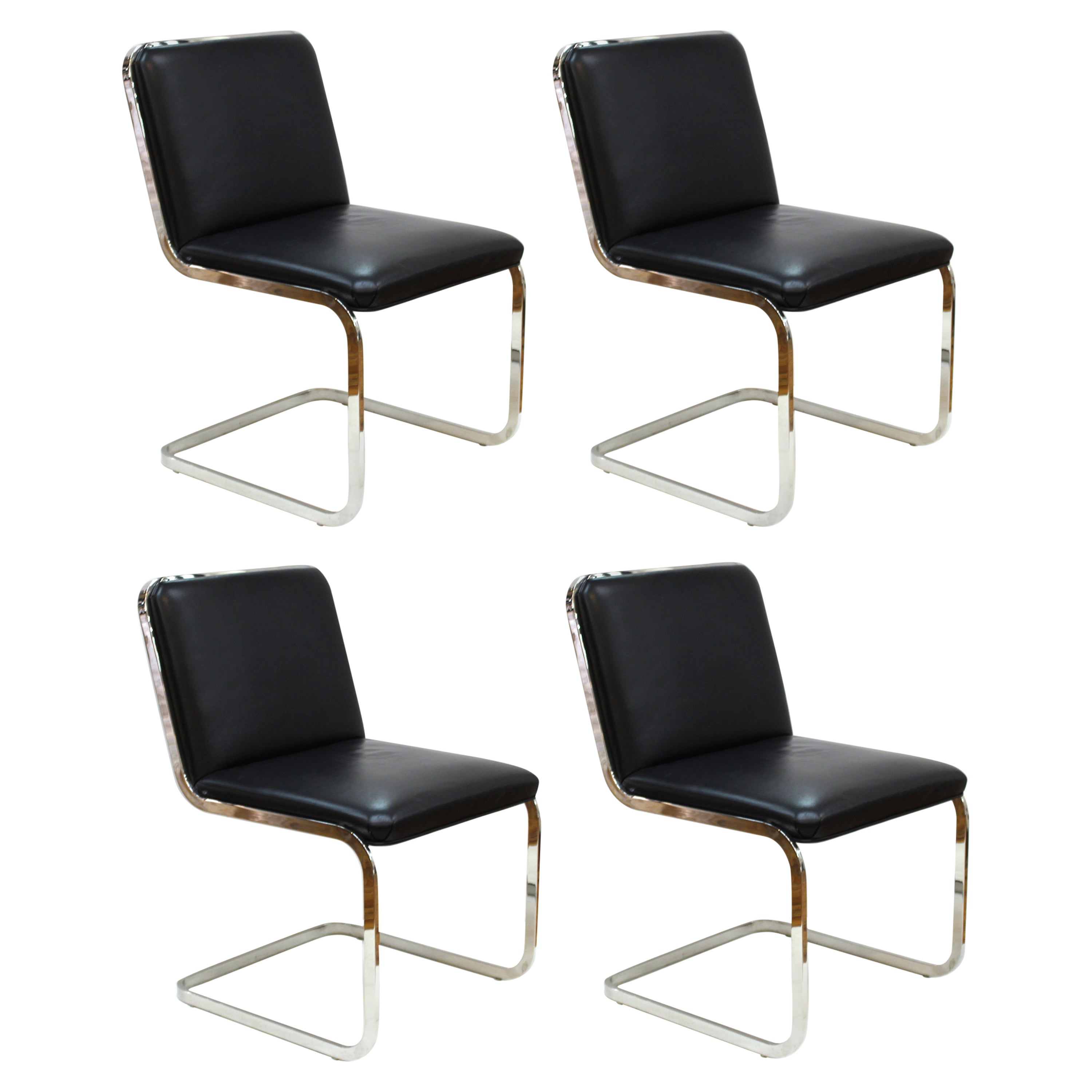 Modern Chrome Chairs with Leather Upholstery For Sale at 1stDibs