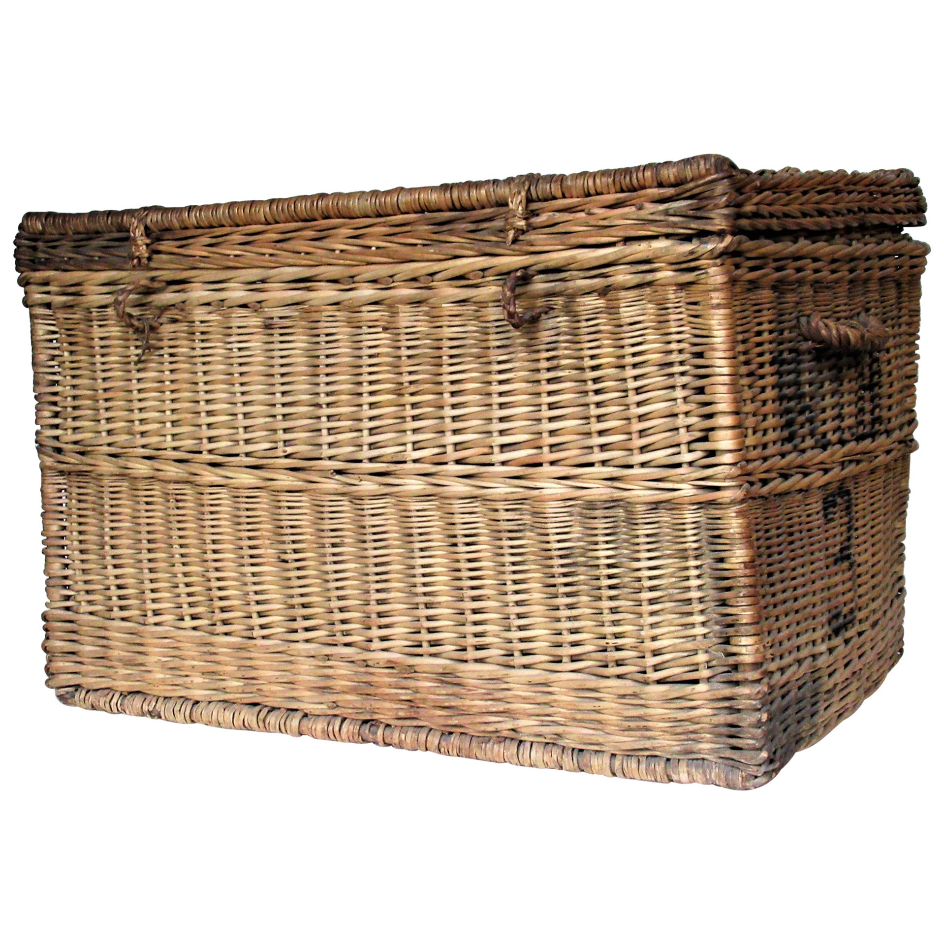 Vintage Wood Tin Metal Wrapped Green Faux Cane Rattan Wicker Chest ...