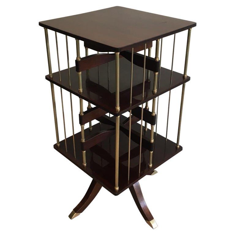 Neoclassical Style Mahogany and Brass Revolving Library. French. Circa ...
