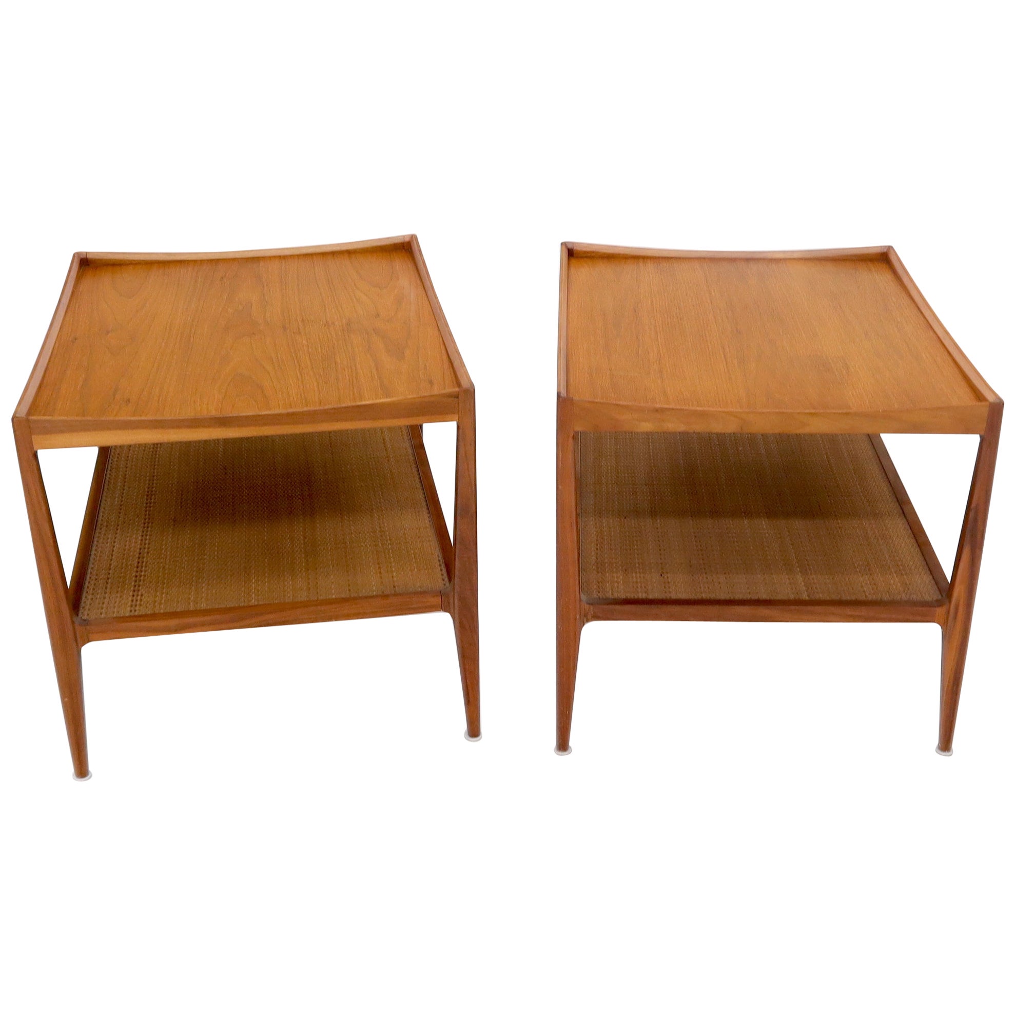 Two-Tier MId-Century Modern End Table in Ribbon Mahogany at 1stDibs