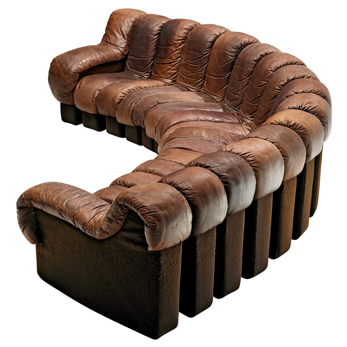 De Sede 'Snake' DS-600 Non Stop Sofa in Sand Leather at 1stDibs