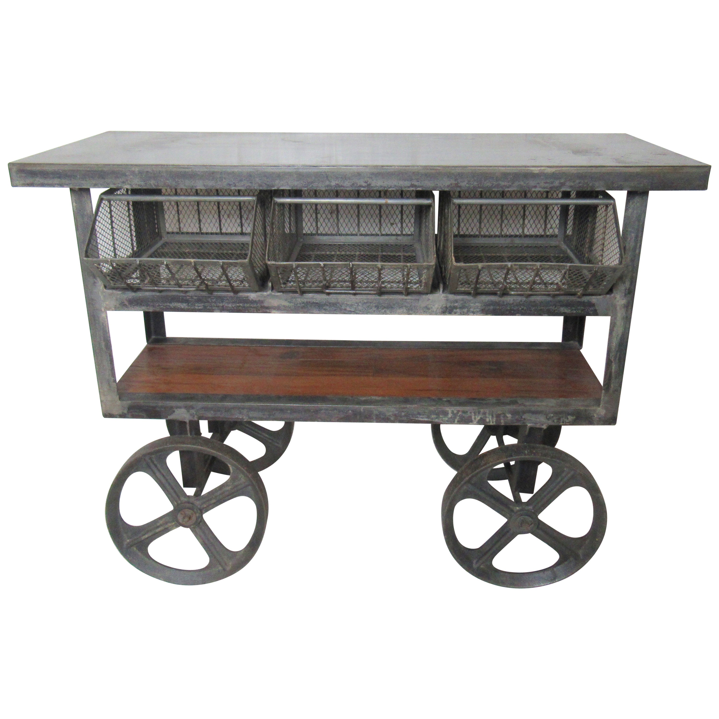 Industrial Vintage Mid-Century Rolling Cart Trolley Table at 1stDibs
