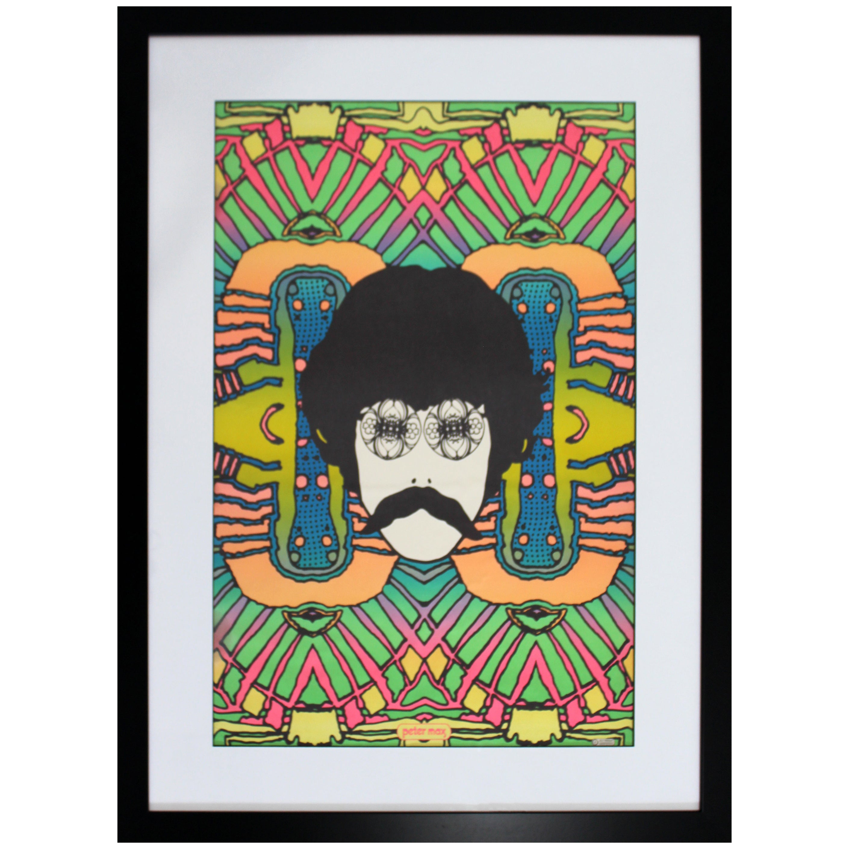 Contemporary Modern Framed Poster Signed Peter Max with Stamps 1992 COA ...
