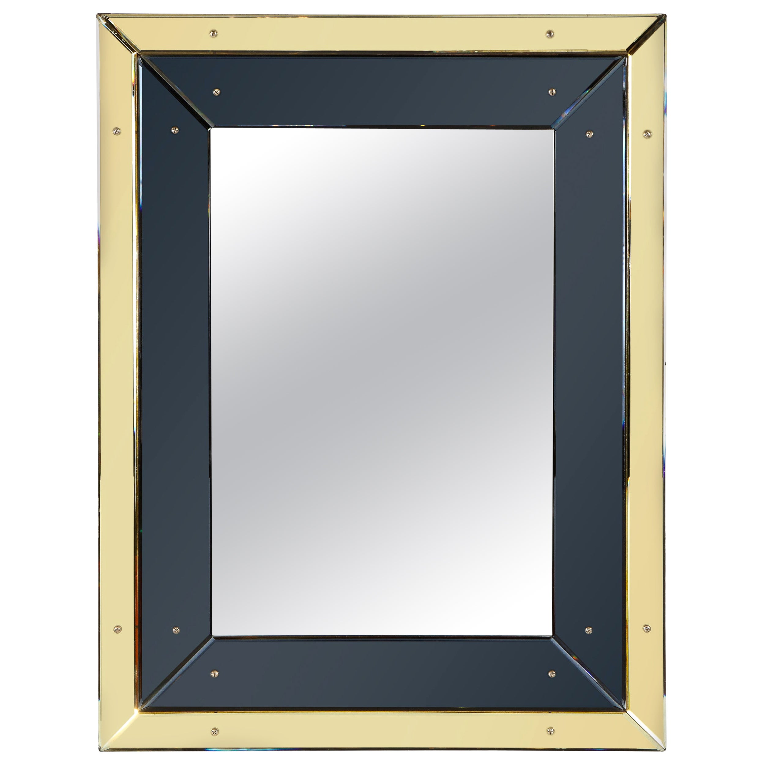 Art Deco Smoked and Antiqued Rectangular Wall Mirror with Sculptural ...