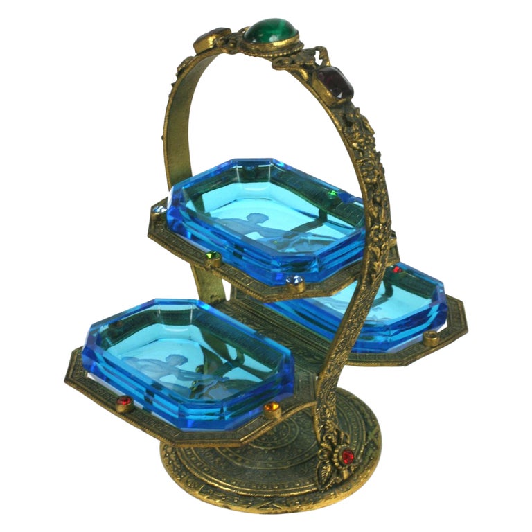 Czech Jeweled Candy Server For Sale at 1stDibs