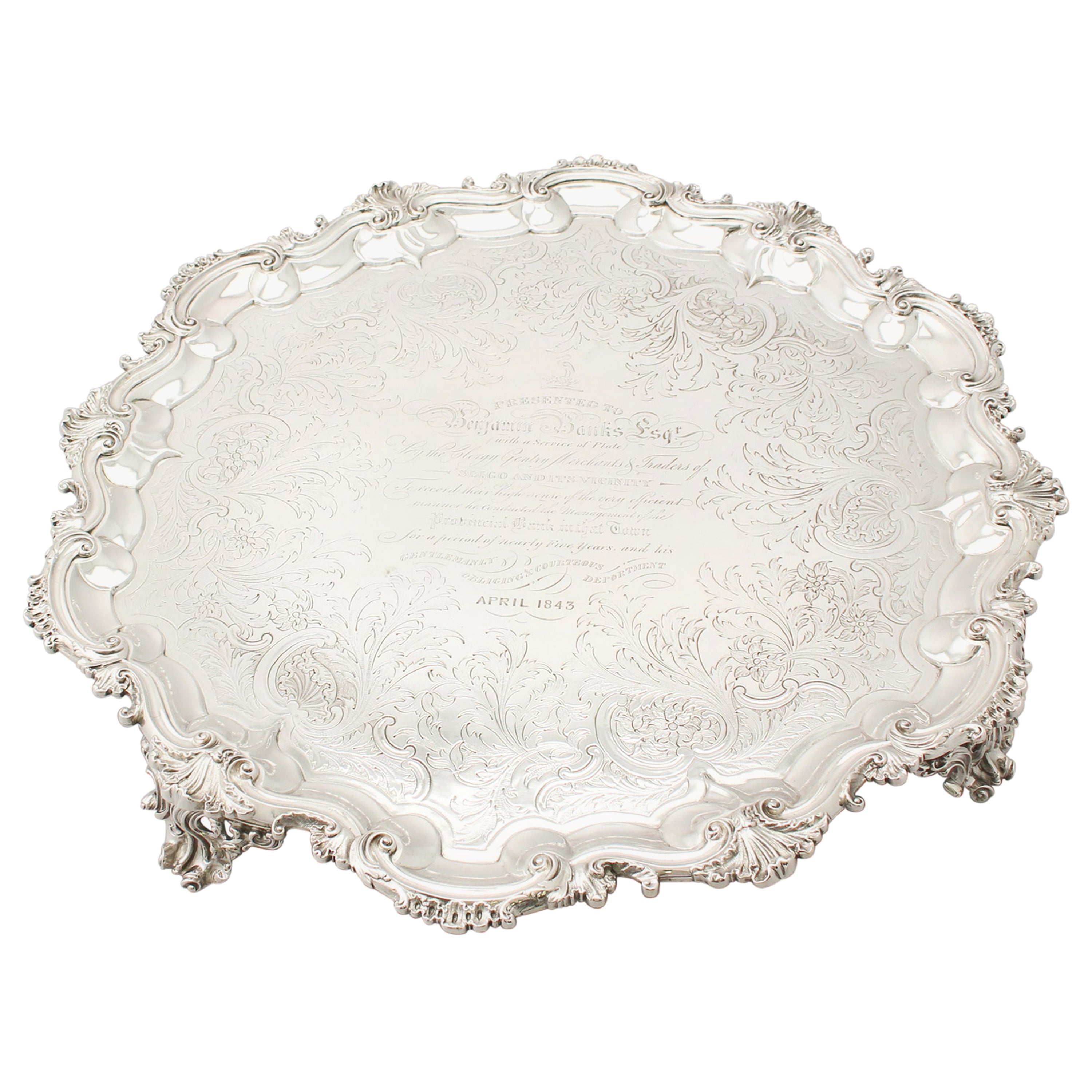 Antique Victorian Silver Salver, 1896 For Sale at 1stDibs
