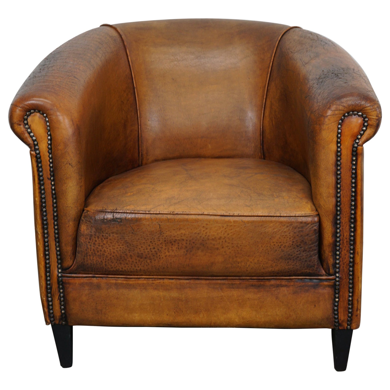 Vintage Cognac Leather Club Chair at 1stDibs