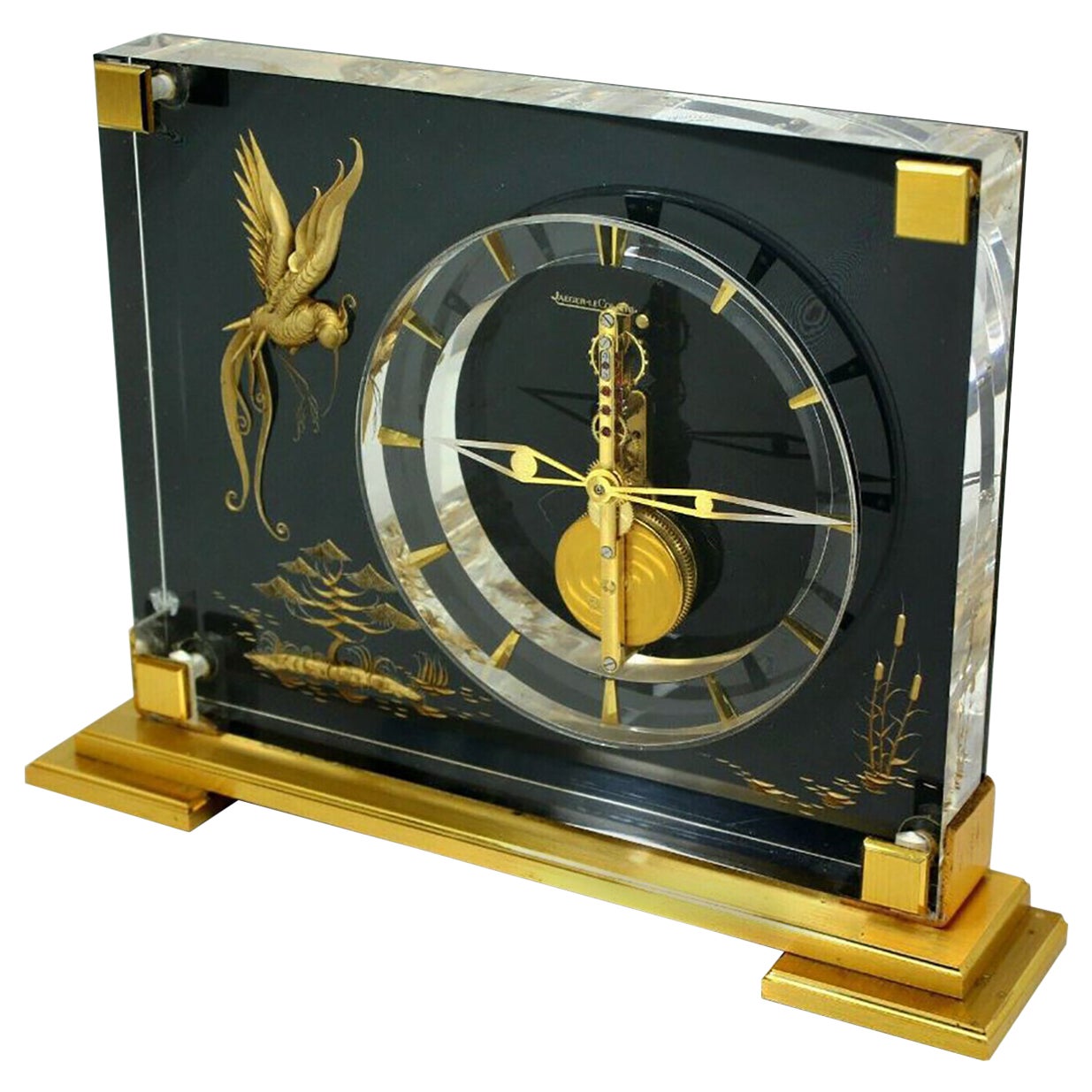 Jaeger LeCoultre Zodiac Skeleton Blue Face Table Clock at 1stDibs