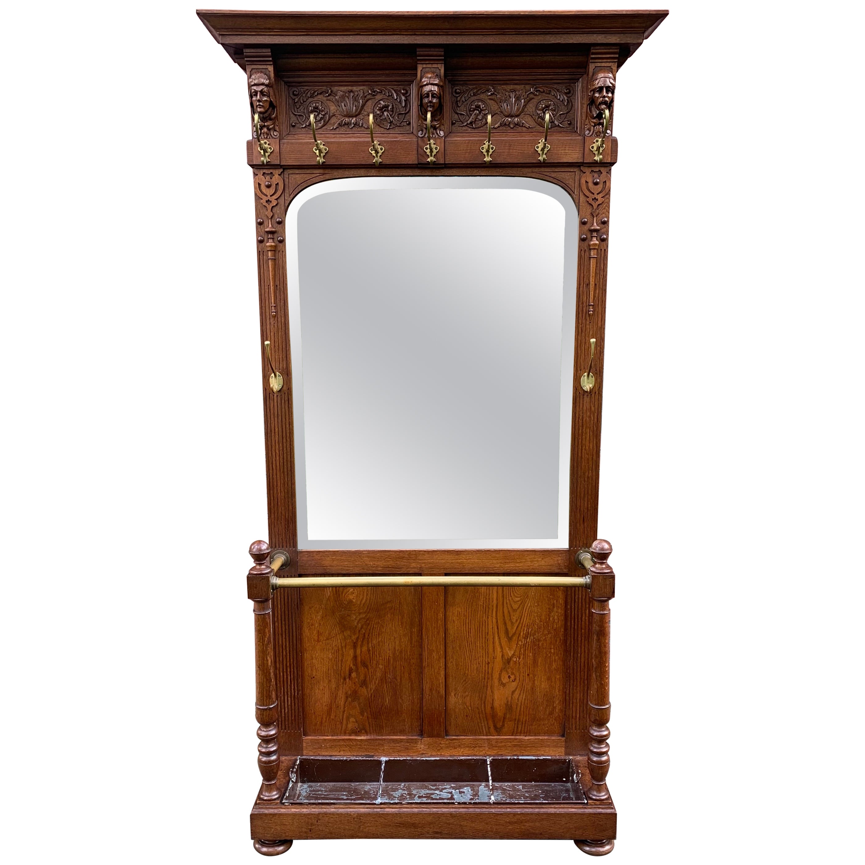 Rare Antique Black Forest Carved Tree Shaped Coat Rack, Umbrella Hall ...