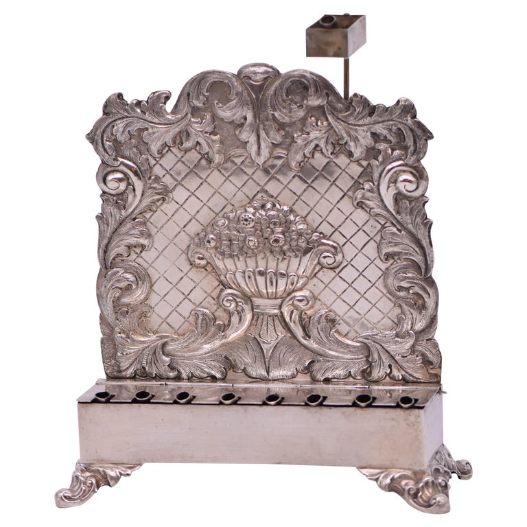 Mid-19th Century German Silver Hanukkah Lamp For Sale at 1stDibs
