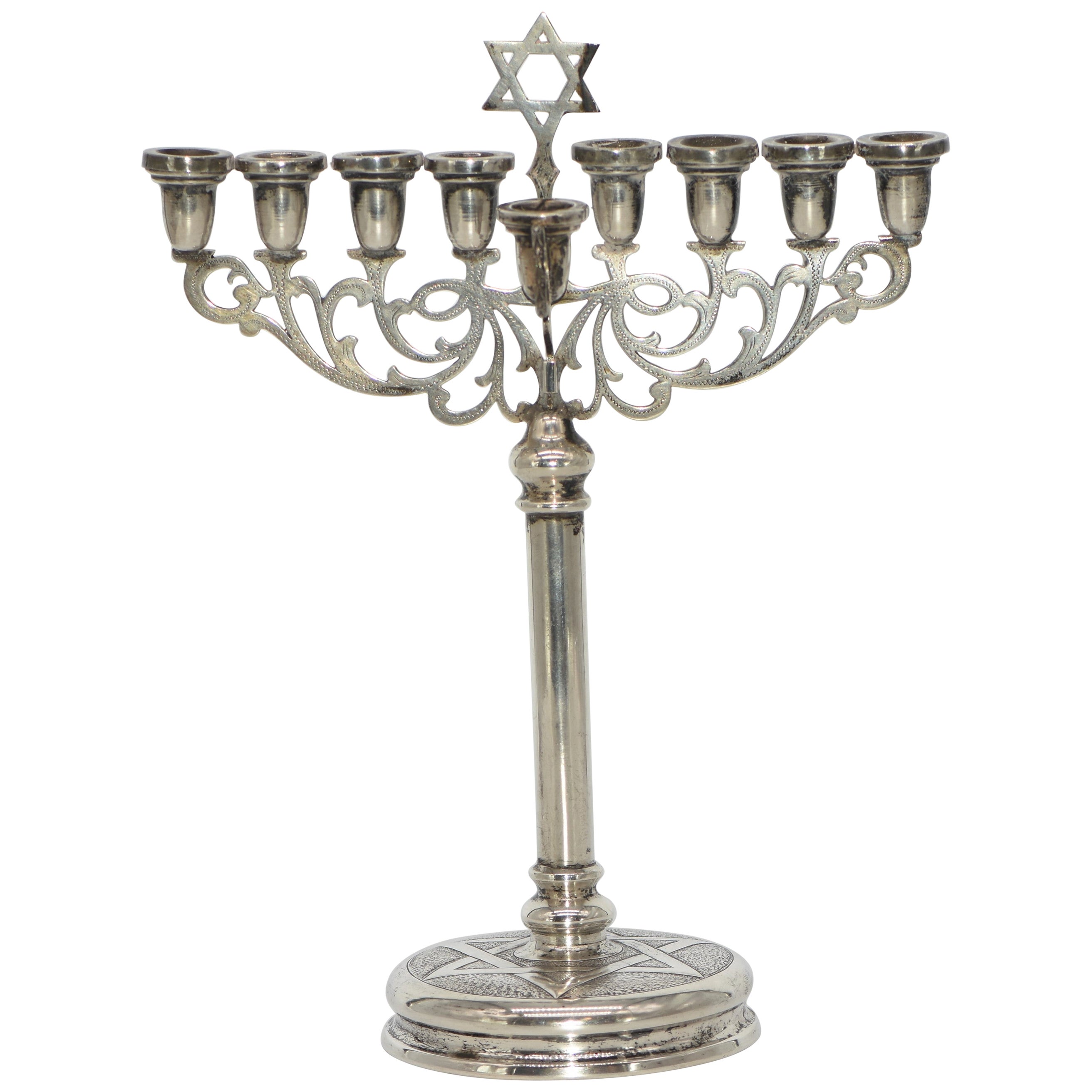 Early 20th Century German Brass and Glass Hanukkah Lamp Menorah For ...