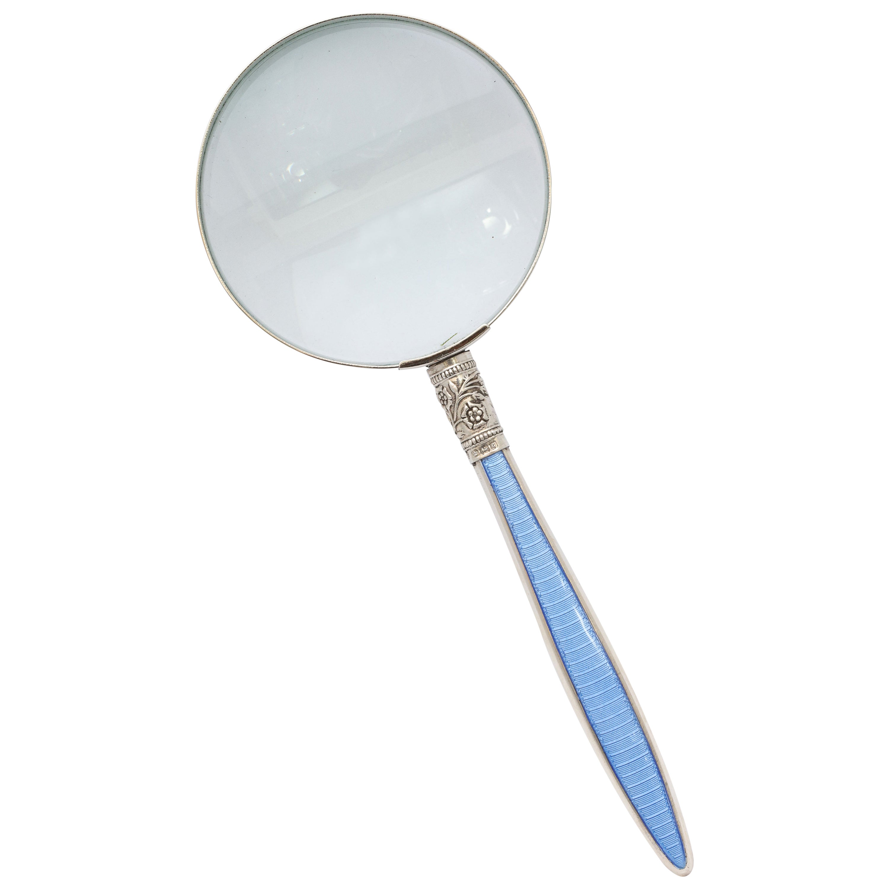 Edwardian Sterling Silver and Mint Green Enamel-Mounted Magnifying ...
